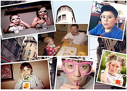 IXIGER Funny straw Glasses Flexible Drinking Straw Novelty Eyeglass Frame Bar Accessories for Birthdays,2PCS Transparent party straws,Bridal Showers,Party Supplies,Favors,Game Ideas…