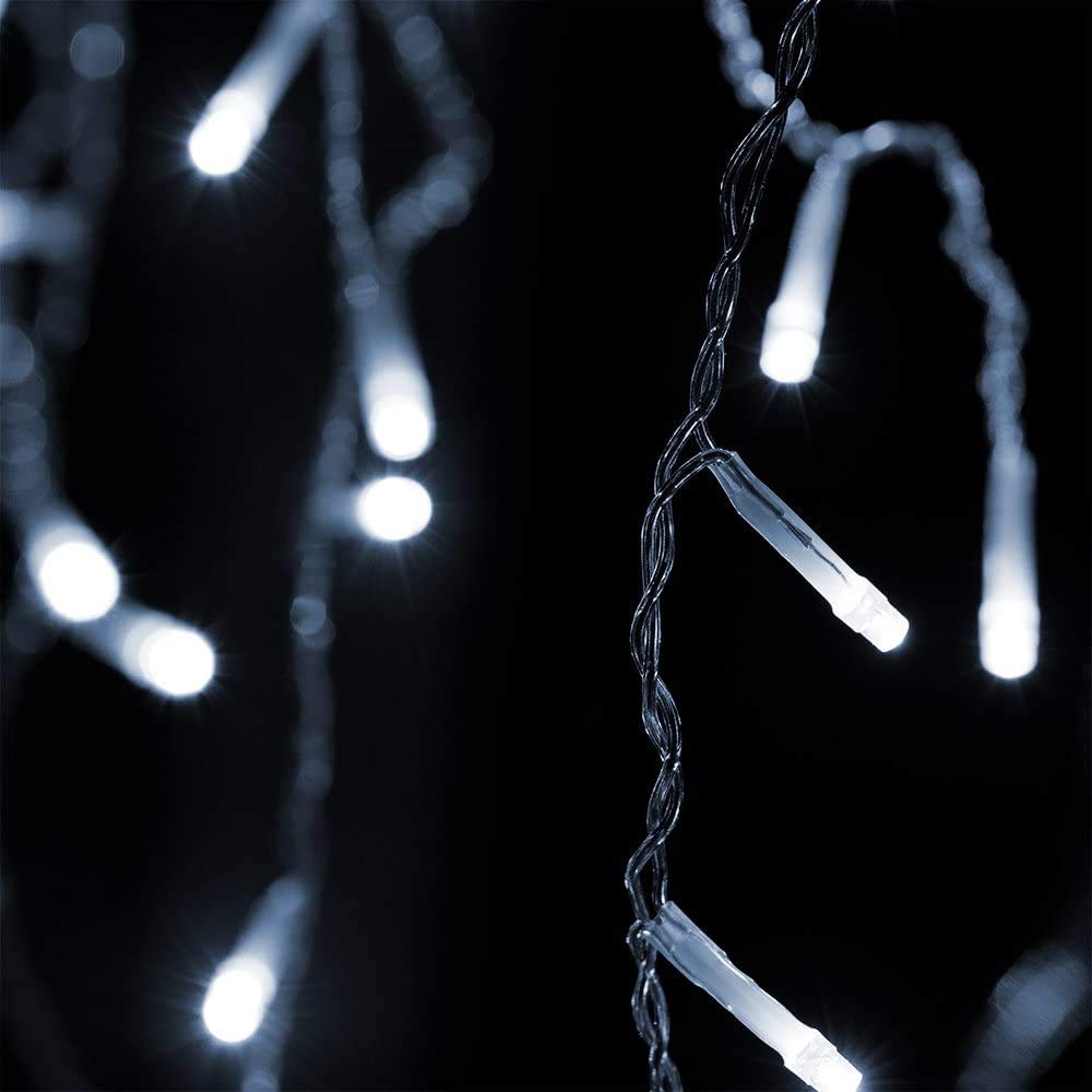 gresonic LED Icicle Lights Christmas Lights,49.2Ft 600 LEDs with 120 Drops Waterproof Fairy String Lights Plug in Outdoor Indoor Bedroom Patio Yard Garden Wedding Party Holiday Wall(Cool White)