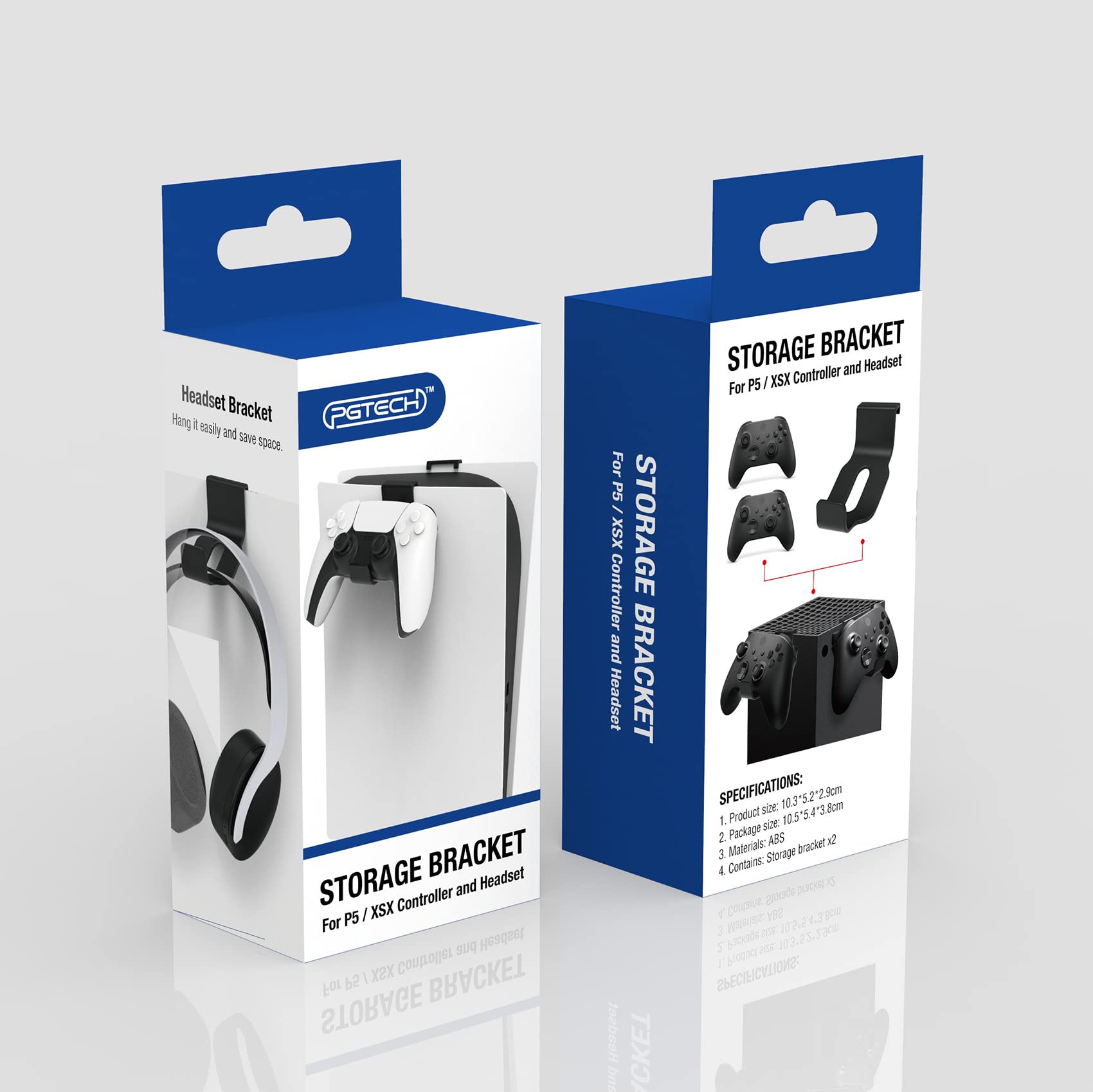Headphone Stand & Gamepad Controller Hanger Holder(2 Pack) for PS5, Xbox Series X, Xbox Series S, Screwless Hook Stand Accessories - Black