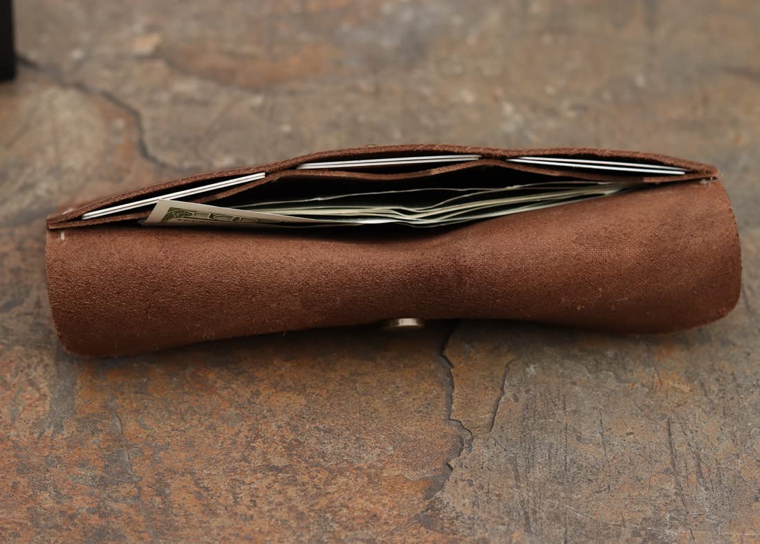 Handmade Leather Wallet with Card Slots, Coin Pocket, Large Capacity Long Envelope Wallet Tan Brown