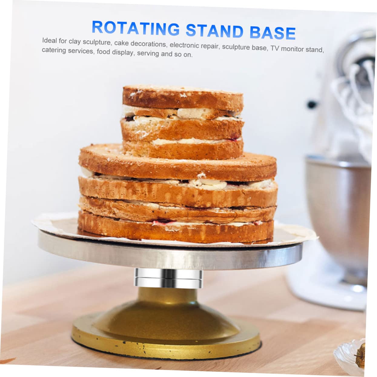 GRIRIW 2pcs Turntable Base Hardware 3 Inch Table Tray Lazy Susan Cake Stand Rotating Cake Dining Table Smooth Swivel Plate Dessert Butter Wheel Glass to Rotate Tableware Aluminum Alloy
