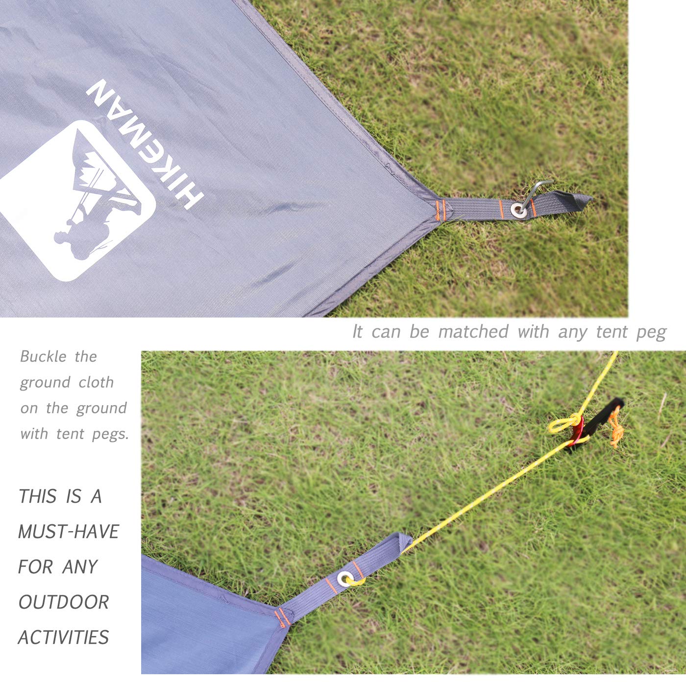 Hikeman Waterproof Camping Tarp Portable Tent Footprint with Drawstring Bag Ground Cloth for Outdoor Hiking Picnic (XXL-95βx83β)