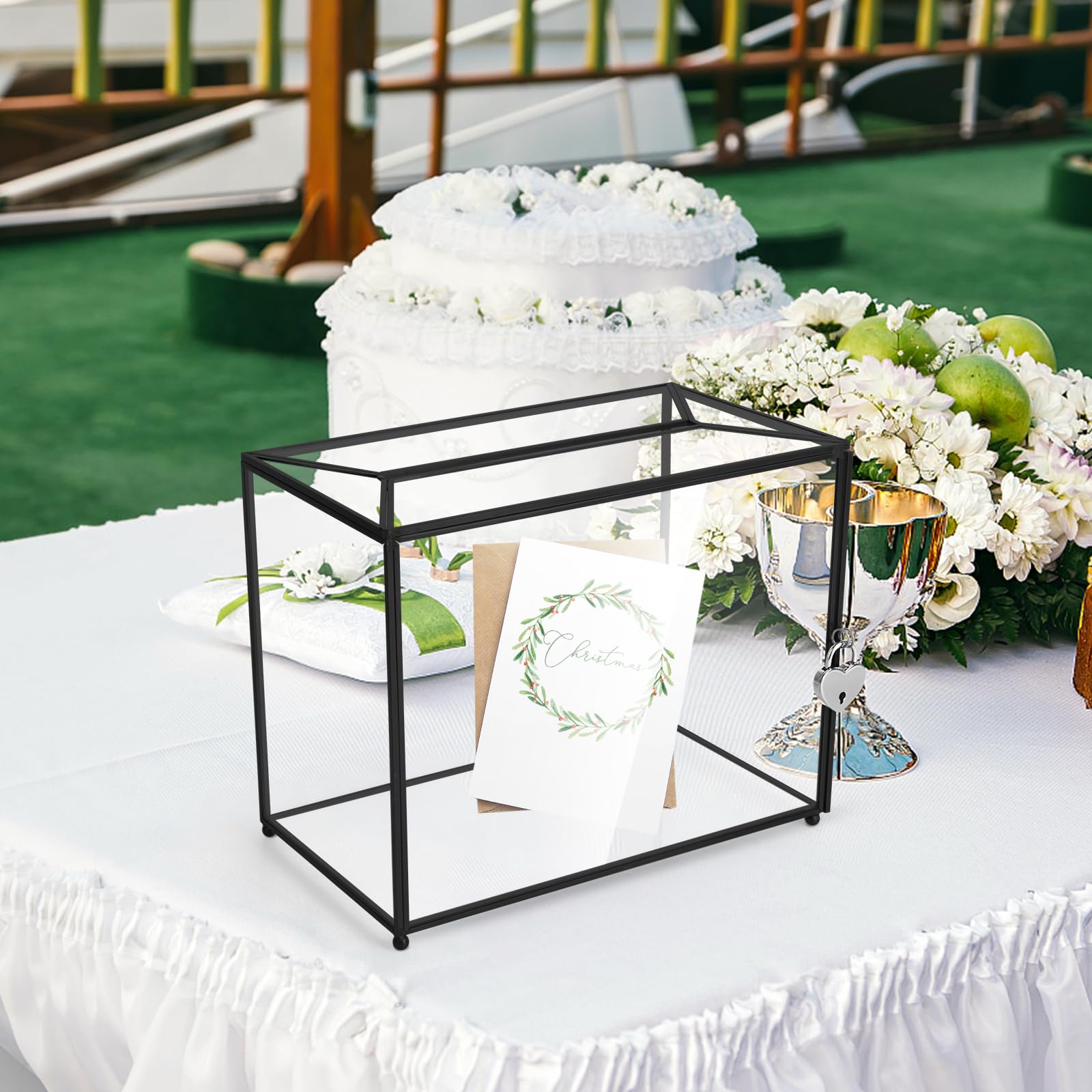 Lemicin Transparent Acrylic Wedding Card Box with Lock, Slot Envelope Holder for Wedding Reception Bridal Shower Birthday Baby Shower Election Votes Graduation Parties Honeymoon Fund Memory Box