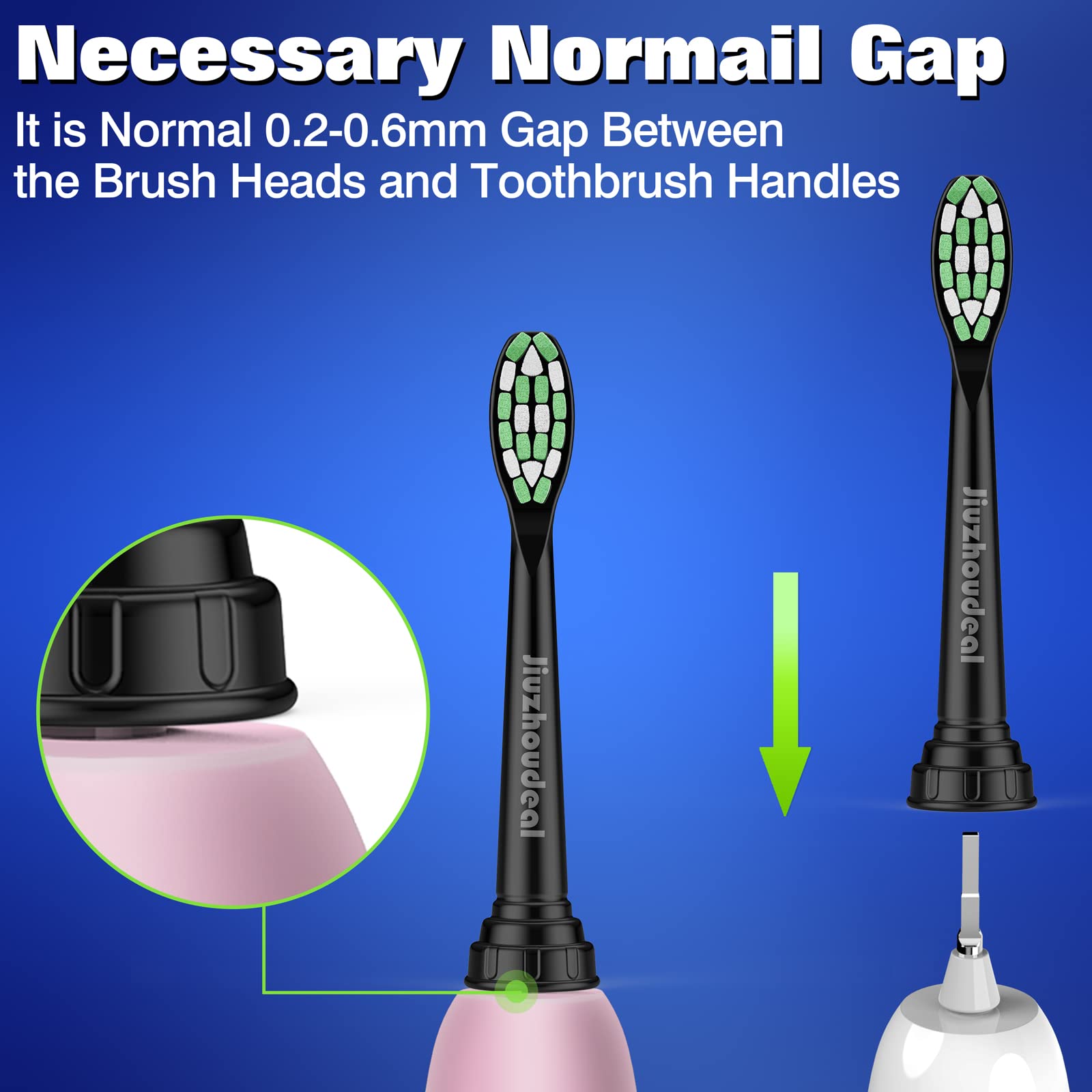 Jiuzhoudeal Toothbrush Replacement Heads for Philips Sonicare DiamondClean ProtectiveClean 4100 5100 6100 C2 G2 Electric Toothbrush Brush Heads Black, 10 Pack