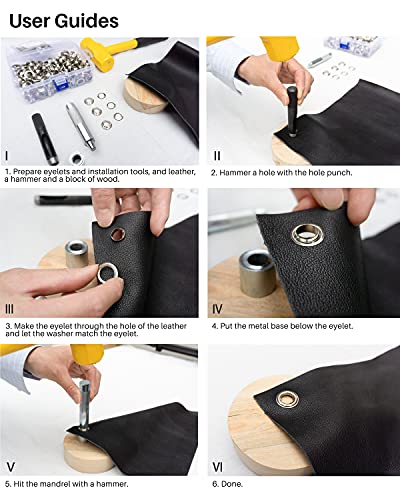 Grommet Tool Kit 1/2 Inch, 150 Sets Eyelets and Grommets and 3 Pieces Installation Metal Grommet Kit with Storage Case by MoHern