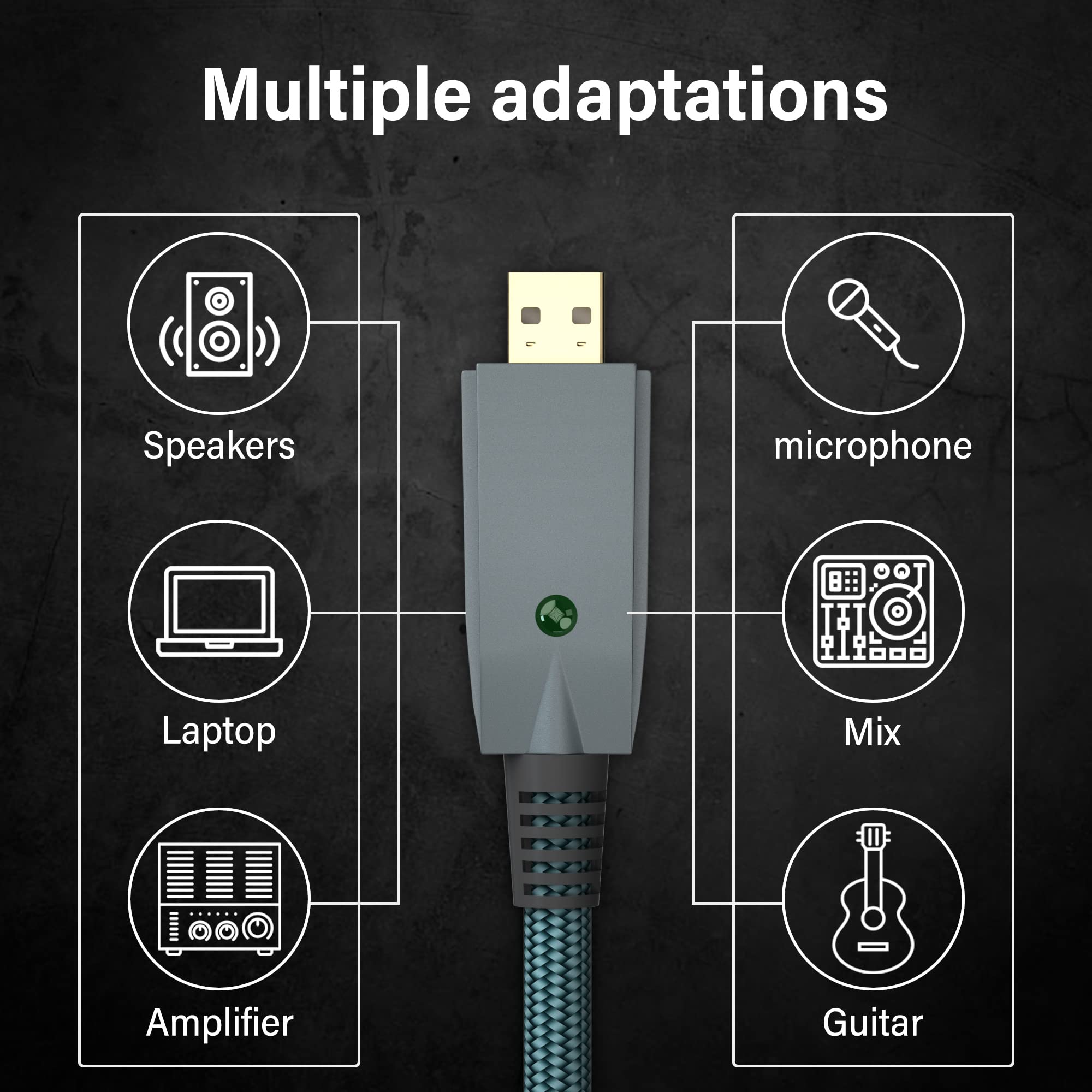 IUKUS USB Guitar Cable USB to 6.35mm 1/4 Guitar to USB Interface Cord USB to Mono 6.35mm 1/4 Audio Adapter Guitar USB Recording Cable Compatible Windows and MacOS Guitar Base to PC(1M/3FT)