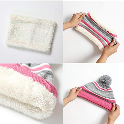 Go Mai Kids Winter Knitted Hats+Scarf +Gloves Sets, Includes Warm Hat All Fingers Gloves and Warm Circle Neck