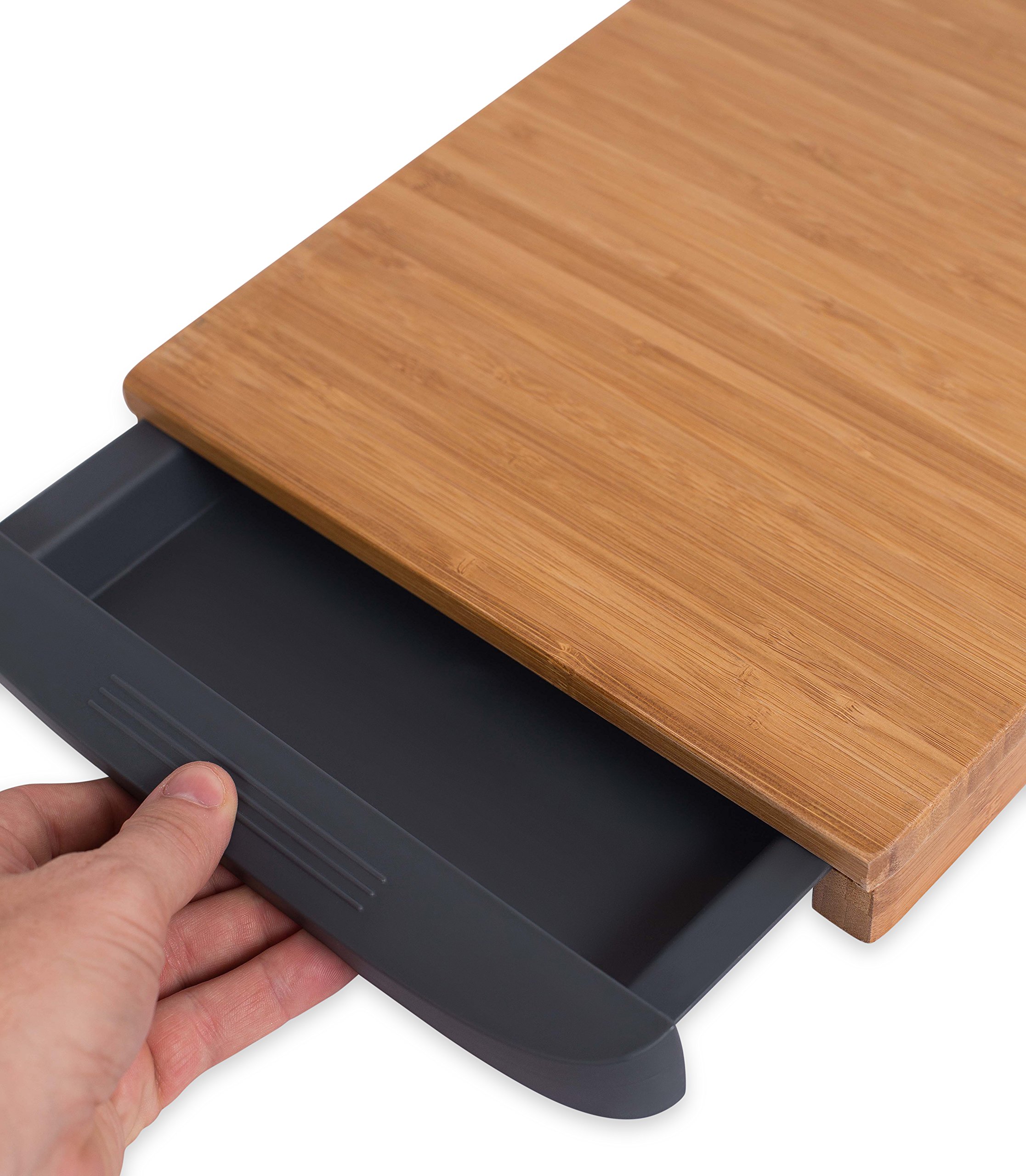 Internet’s Best Bamboo Cutting Board with Removable Drawer - Prep Storage - Chopping Slicing Wood Block Kitchen Board