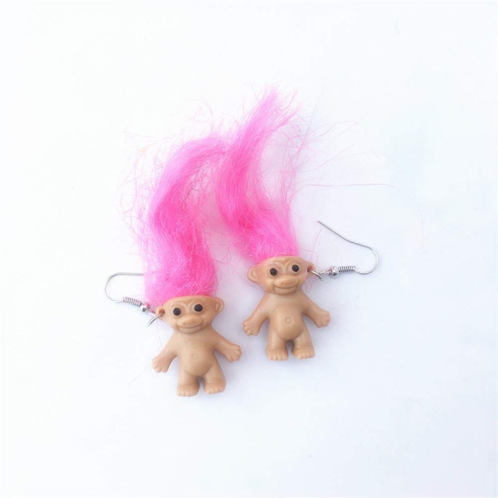 Handmade Ugly Doll Earrings Resin Cool Nostalgic Pendant Dangle Earring Funny Crazy Cartoons Drop Earrings for Women Punk Exaggerated Creative Jewelry(A)