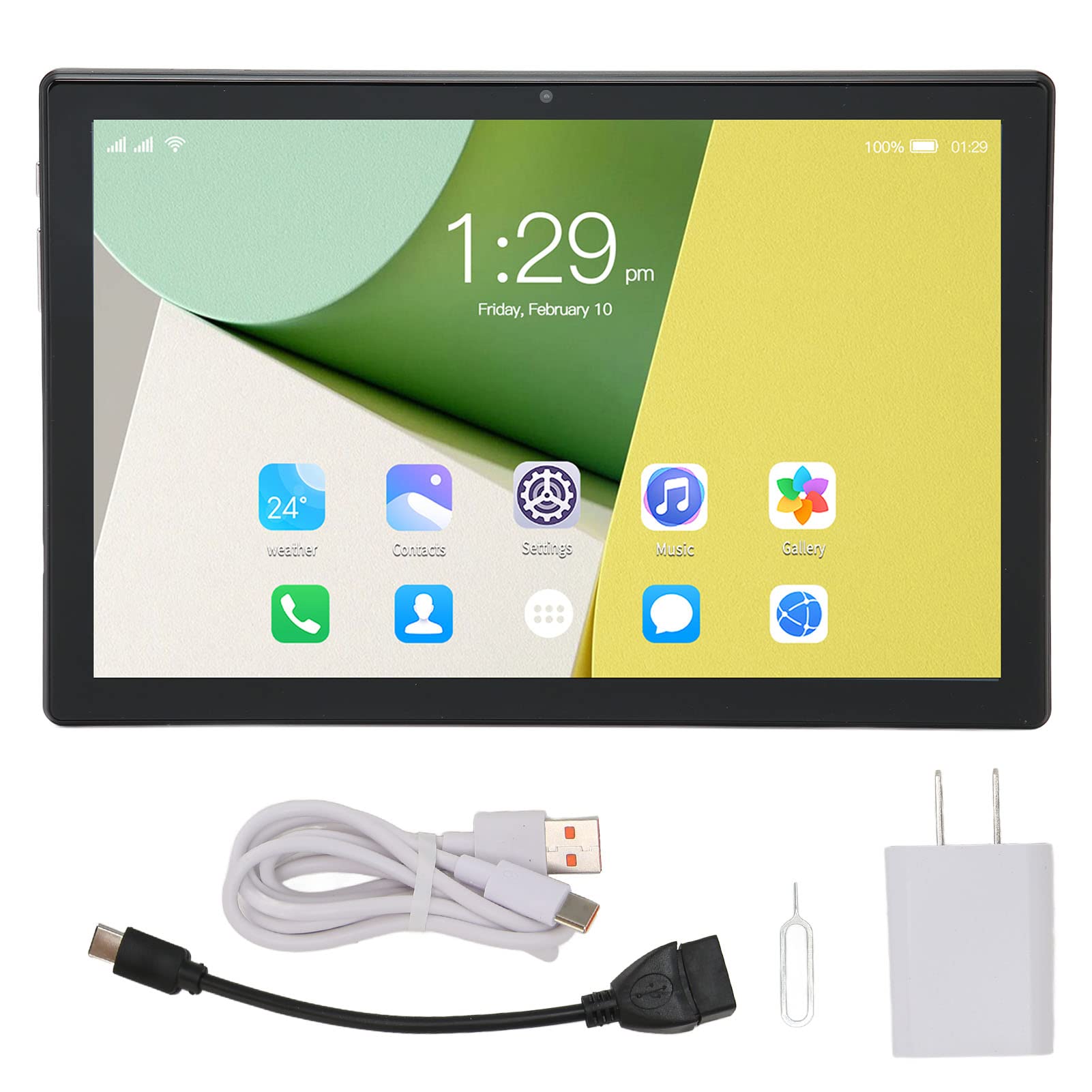 HEEPDD 10.1 Inch Tablet, Black Black Tablet 100-240V Octa Core Processor Supports Fast Charging for Reading for Android 12 (US Plug)