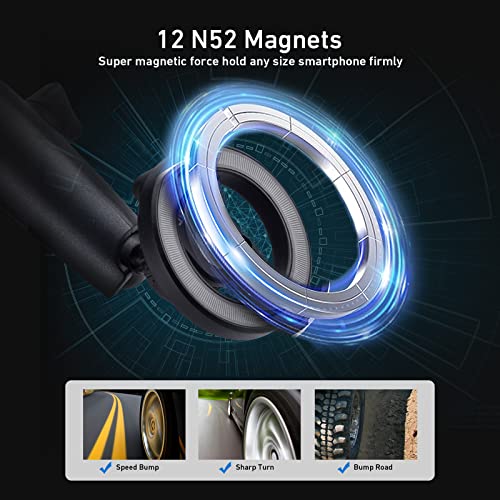 Goture Magnetic Car Phone Mount, 360 Rotatable, Strong Magnet, Compatible with iPhone MagSafe and Other Phones