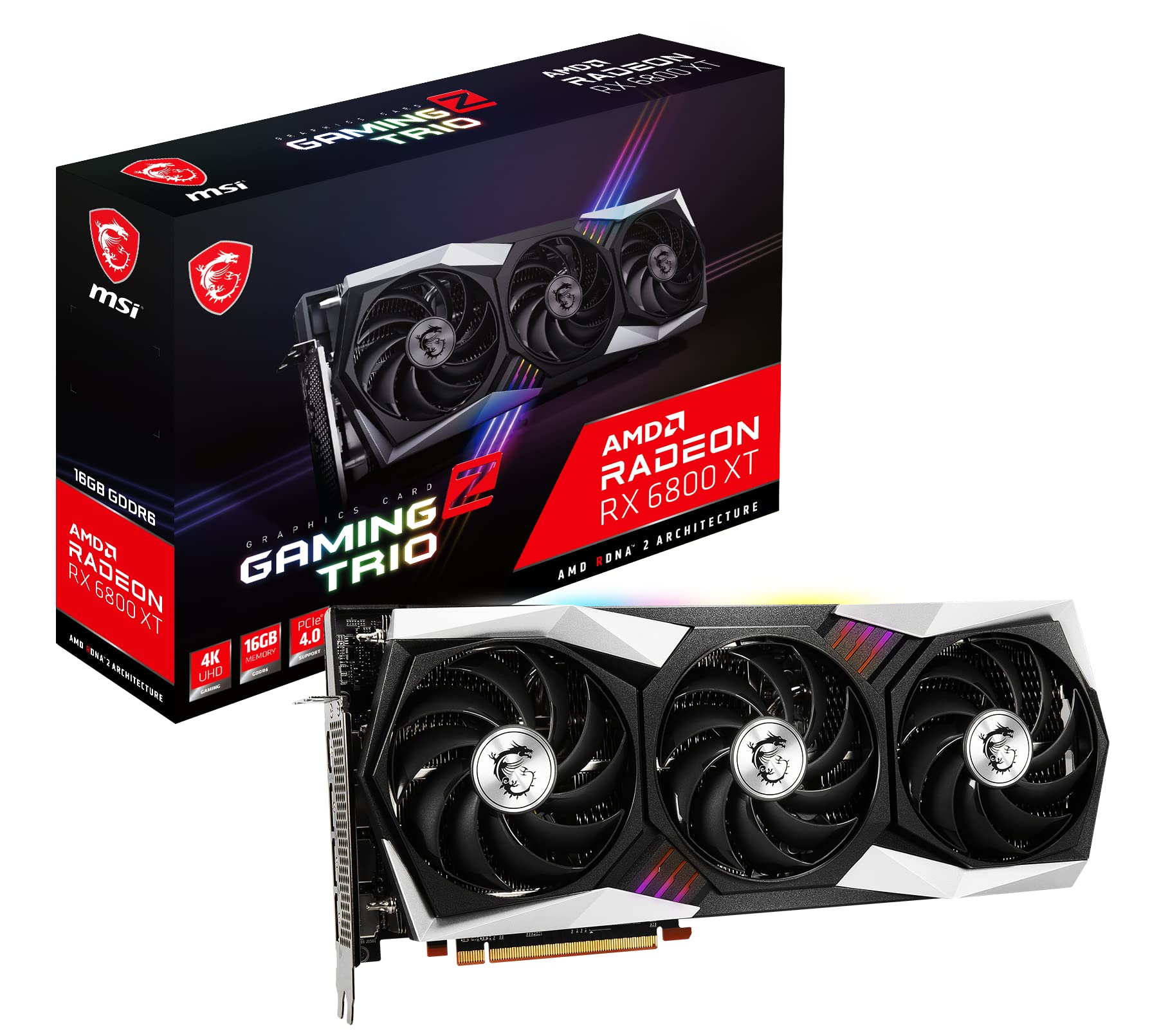 MSI Gaming AMD Radeon RX 6800 XT 16GB GDRR6 256-bit HDMI/DP 2310 MHz Boost Clock RDNA 2 OC Graphics Card (RX 6800 XT Gaming Z Trio 16G) (Renewed)