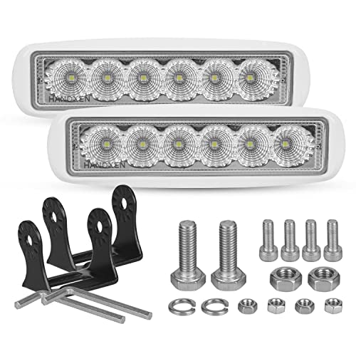 Handxen Boat Deck Light - LED 18W 1600 Lumen Spreader - Long Lasting - Flood Marine-Grade T-Top Boat Deck Lights - Extremely Bright - Durable Quality - Ideal for Marine Boats Cars Trucks (2 Pack)