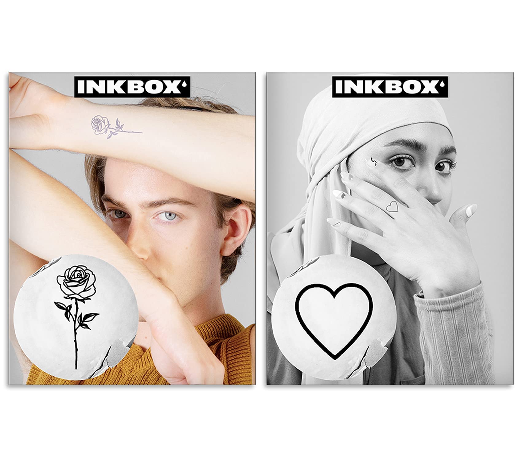 Inkbox Temporary Tattoos Bundle, Long Lasting Temporary Tattoo, Includes Maybe Just One and Make Love with ForNow ink Waterproof, Lasts 1-2 Weeks, Rose and Heart Tattoos