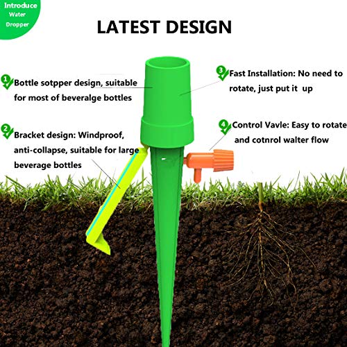 Hengyi Self Watering Spikes, Automatic Water Seepage Device, Garden Irrigation System with Adjustable Control Valve