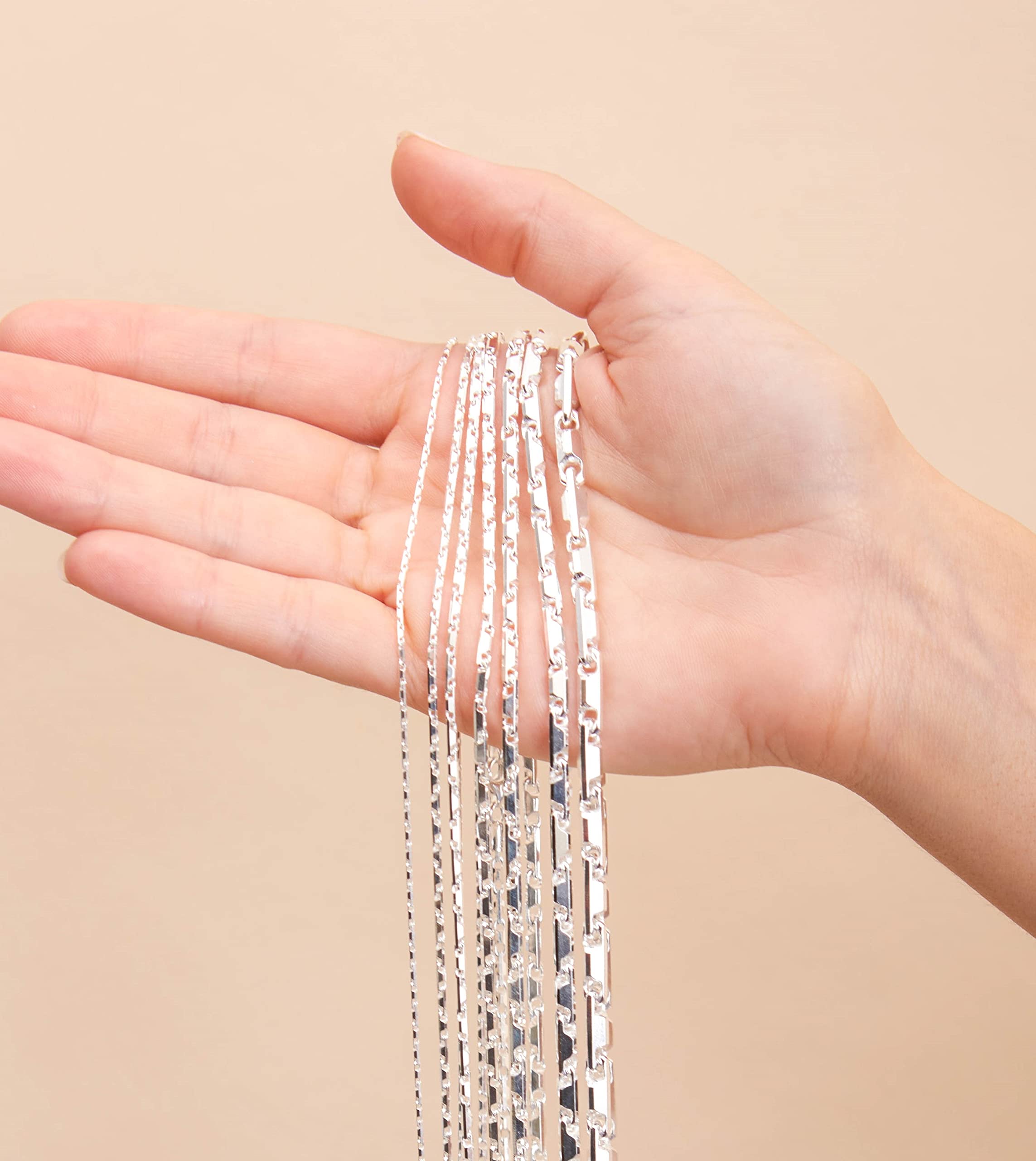 Olive & Chain 925 Sterling Silver Heshe Link Chain Necklace, Men’s & Women’s
