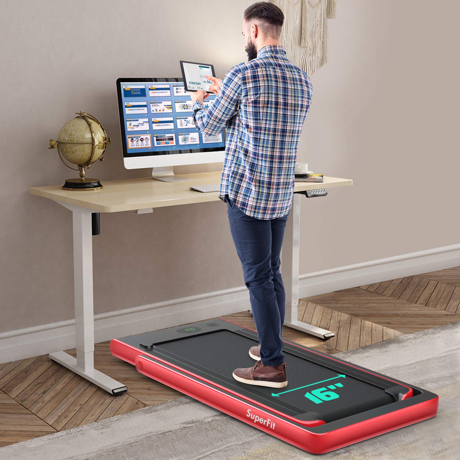 GYMAX Walking Pad, 2.25HP Foldable Treadmill with LED Display, Remote & Smart App Control, 2 in 1 Under Desk Treadmill, Portable Compact Folding Treadmill for Small Space/Home/Office