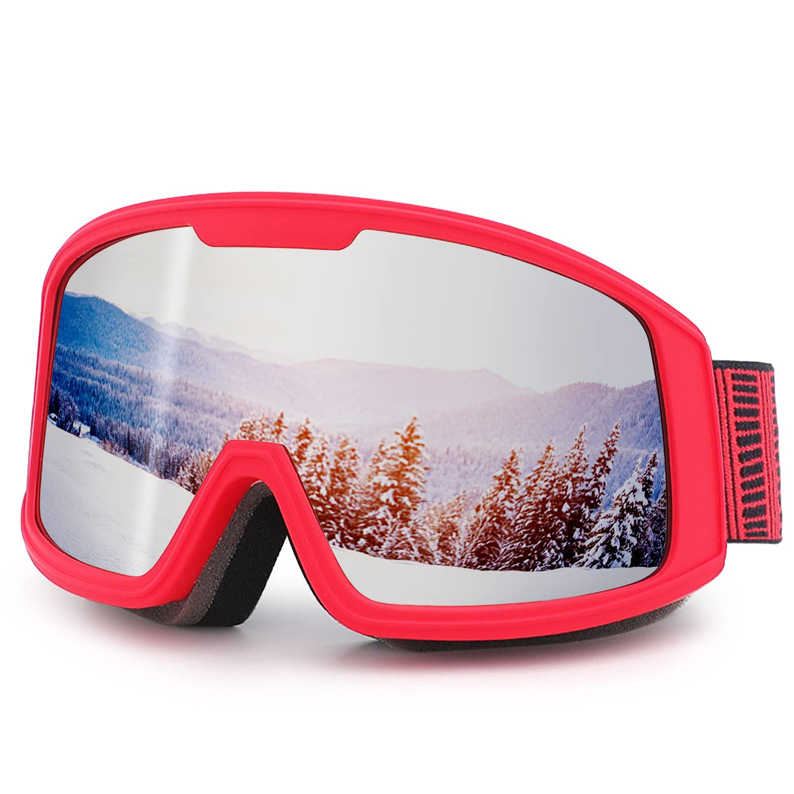 IMEISH Ski Goggles for Men Women Anti Fog UV Protection Snow Goggles (Silver)