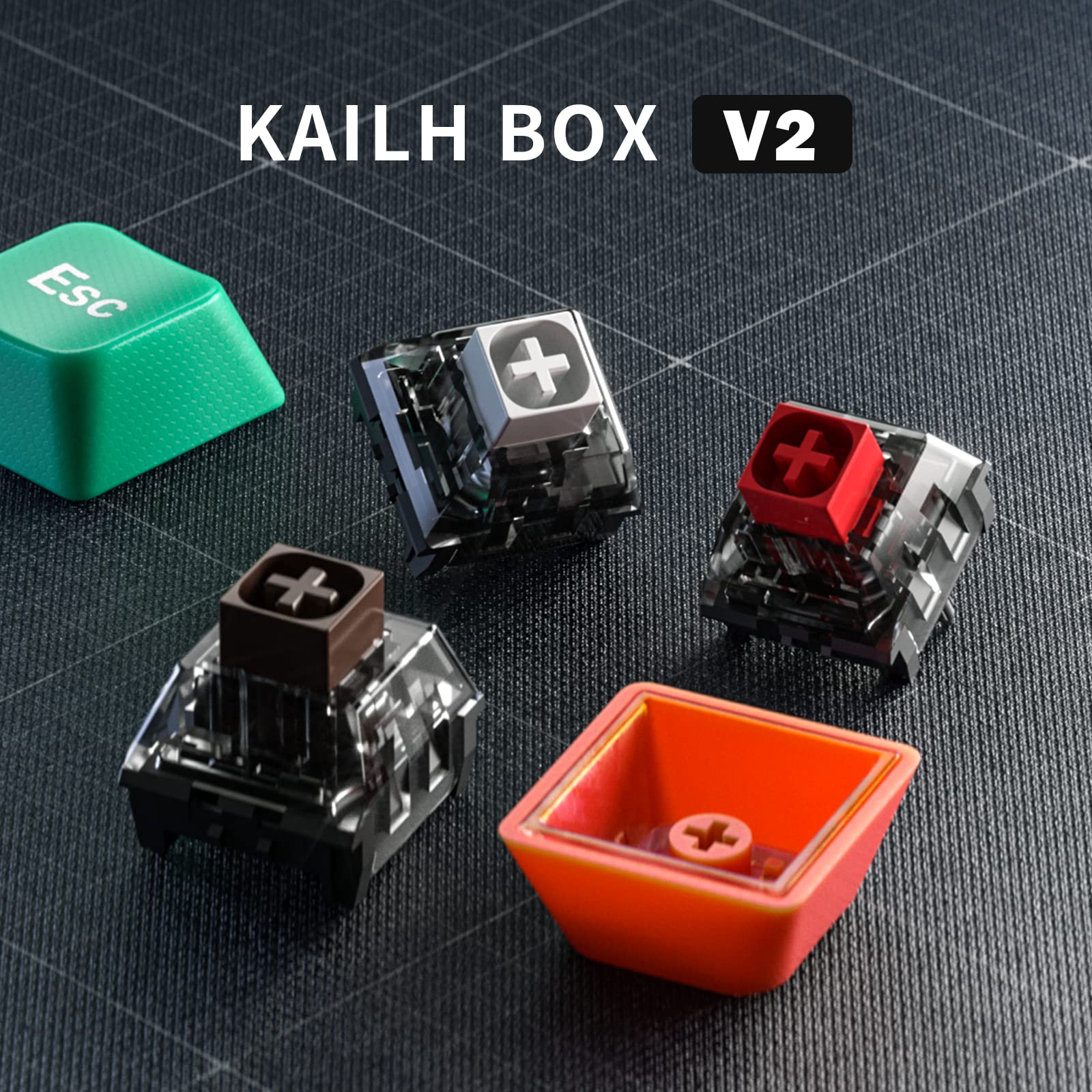 KAILH Box White Brown Red V2 5 Pin Mechanical Switches for Gaming Keyboard Clicky Tactile Linear (110pcs, Box V2 Brown)
