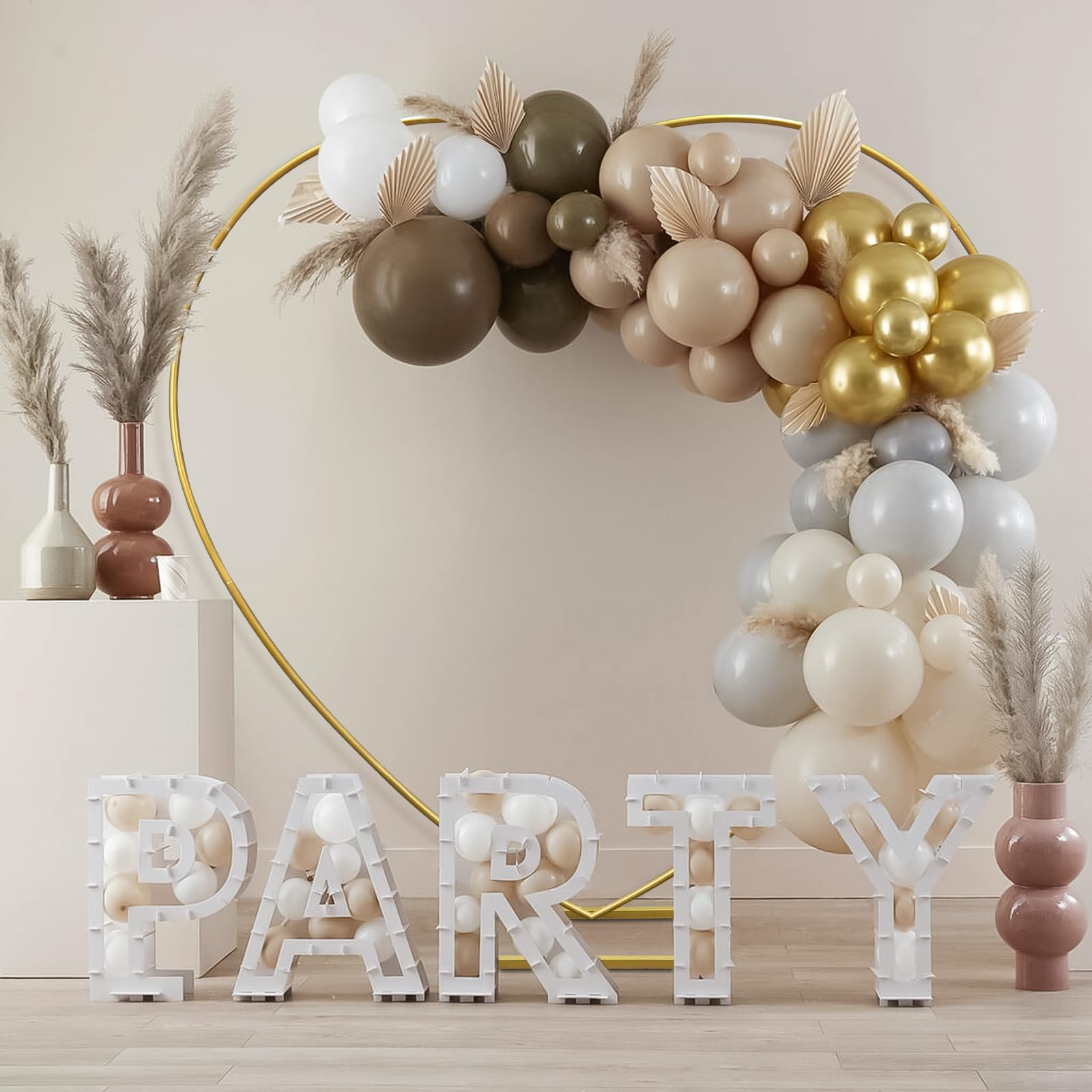 Heart Shape Wedding Arches for Ceremony,6.7ft Gold Arch Backdrop Stand,Metal Heart Shape Balloon Arch Frame with Base for Wedding Birthday Party Decor