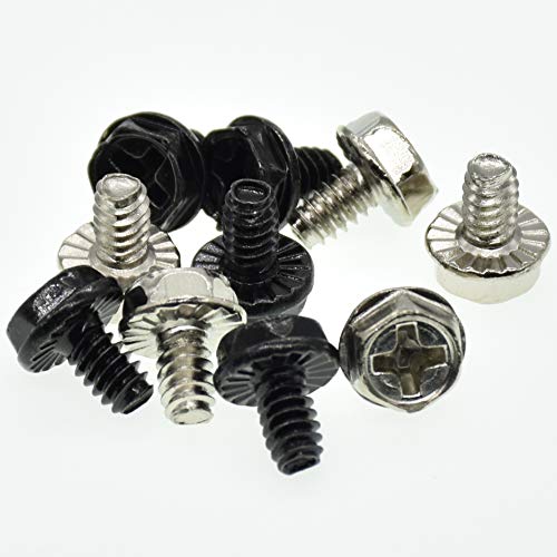 Kigauru Screw 50Pcs 6-32 * 6 Thread Teeth Outside Hex Computer PC Case Cooling Fan Toolless Adjustment Screw Thumbscrews Thumb Screw (Color : Black)