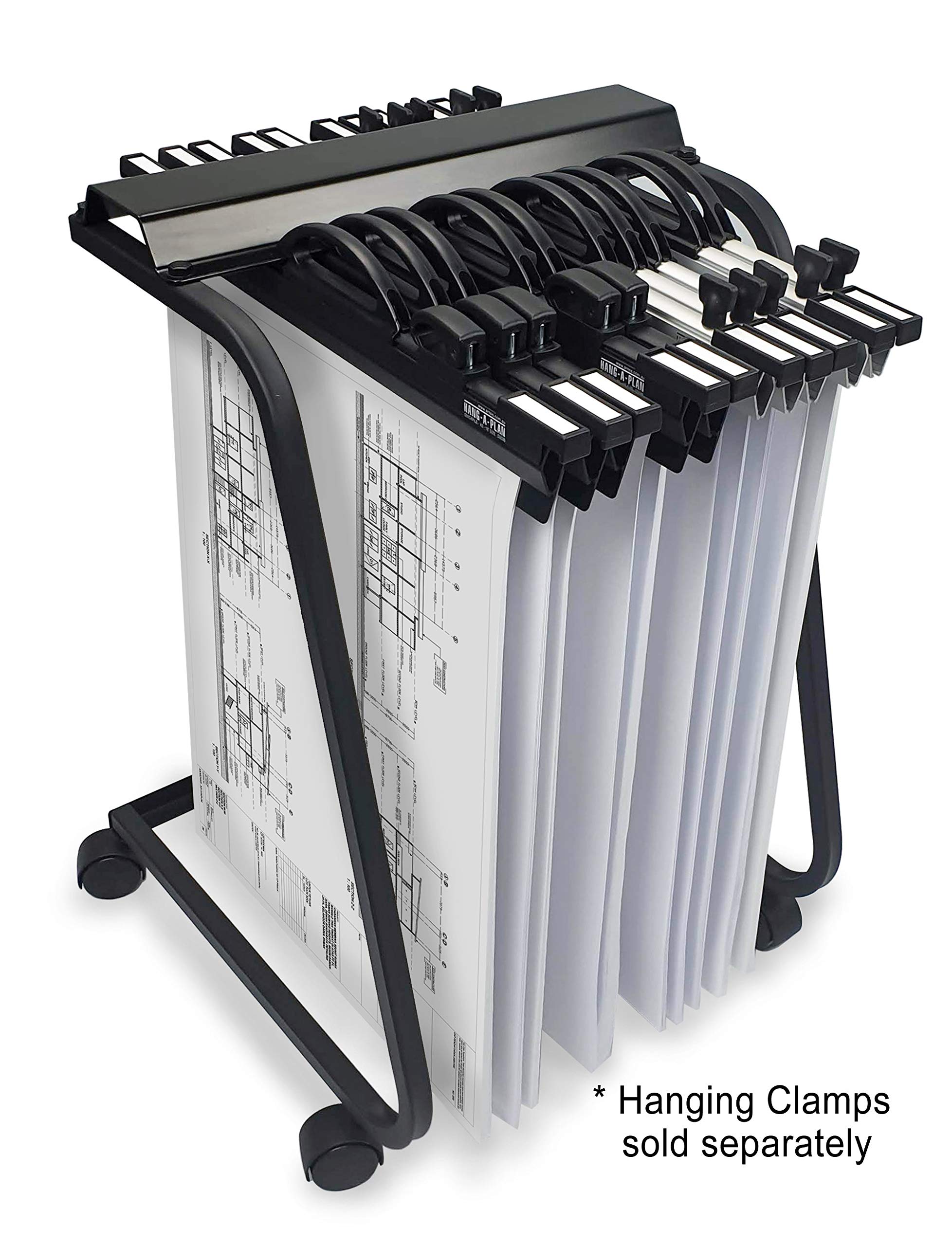 Hang-A-Plan Compact Mobile Blueprint Storage Rack for 18" Clamps Only, Capacity for 1500 Plans on 15 Clamps (Sold Separate)
