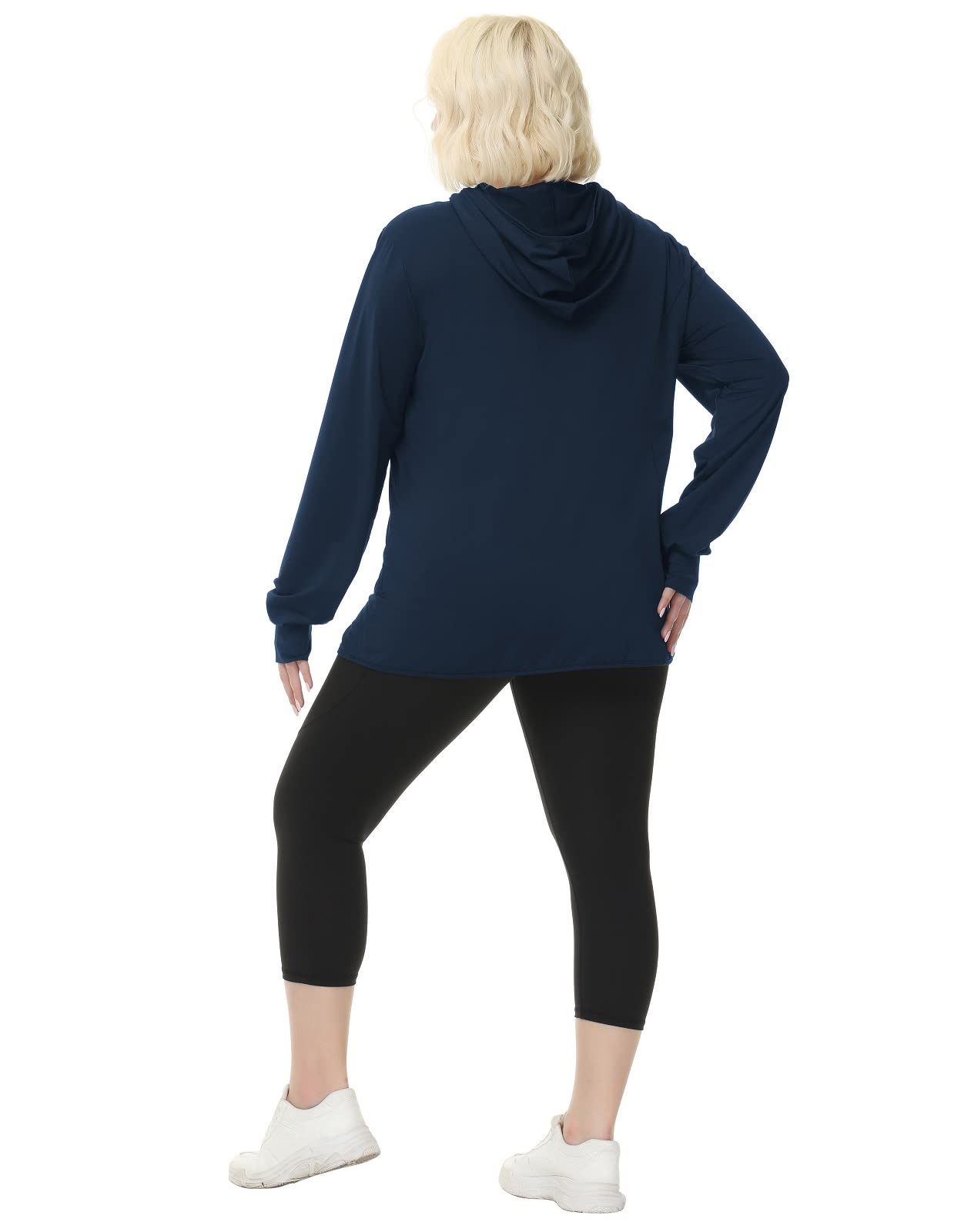 Hanna Nikole Women's UPF 50+Jacket Summer Sun Protection Jacket Full Zip Sun Jacket Lightweight Hiking Outdoor Navy Blue 16W