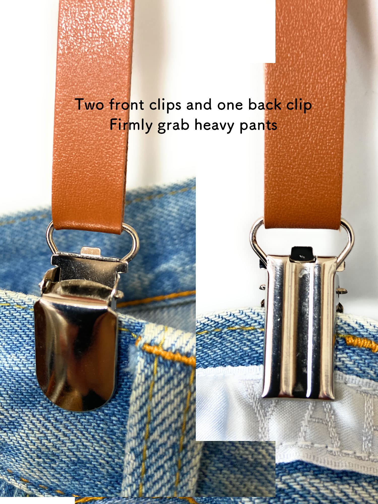 haoa 1/2 Inch Suspenders for Men&Women, faux Leather Y Back, Synthetic PU Leather,3 Clips (Black)
