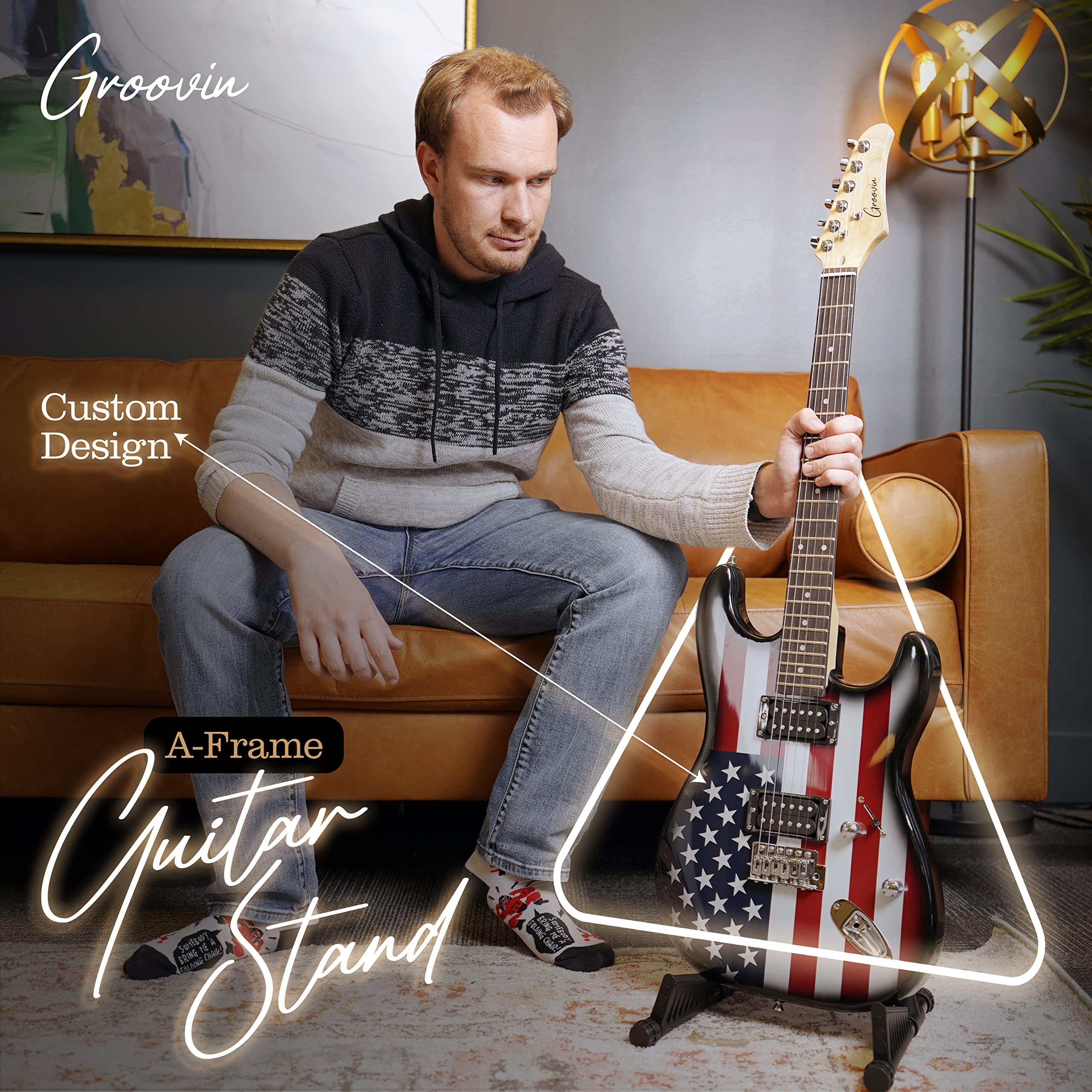 GROOVIN 39” Electric Guitar Beginner Kit with 20W Eletric Guitar Amplifier, For Kids & Adults, Shoulder Strap, 6 Strings, 1 Guitar Pick, Waterproof Oxford Material Bag, Guitar Stand, American Style