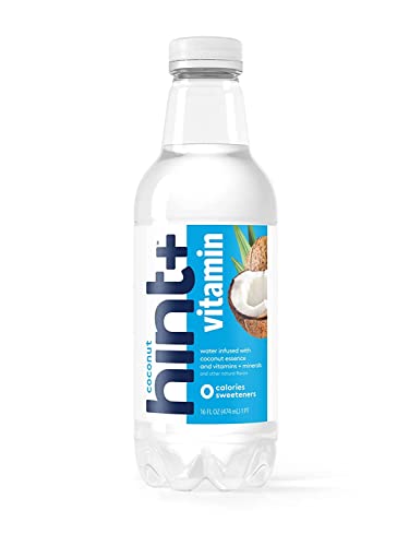 Hint+ Vitamin Coconut, Pure Water Infused with Coconut Plus a Vitamin Boost, 50% Daily Value Vitamin C, Vitamin A, B12, Zinc, Zero Sugar, Zero Calories, Zero Diet Sweeteners, 16 Fl Oz (Pack of 12)