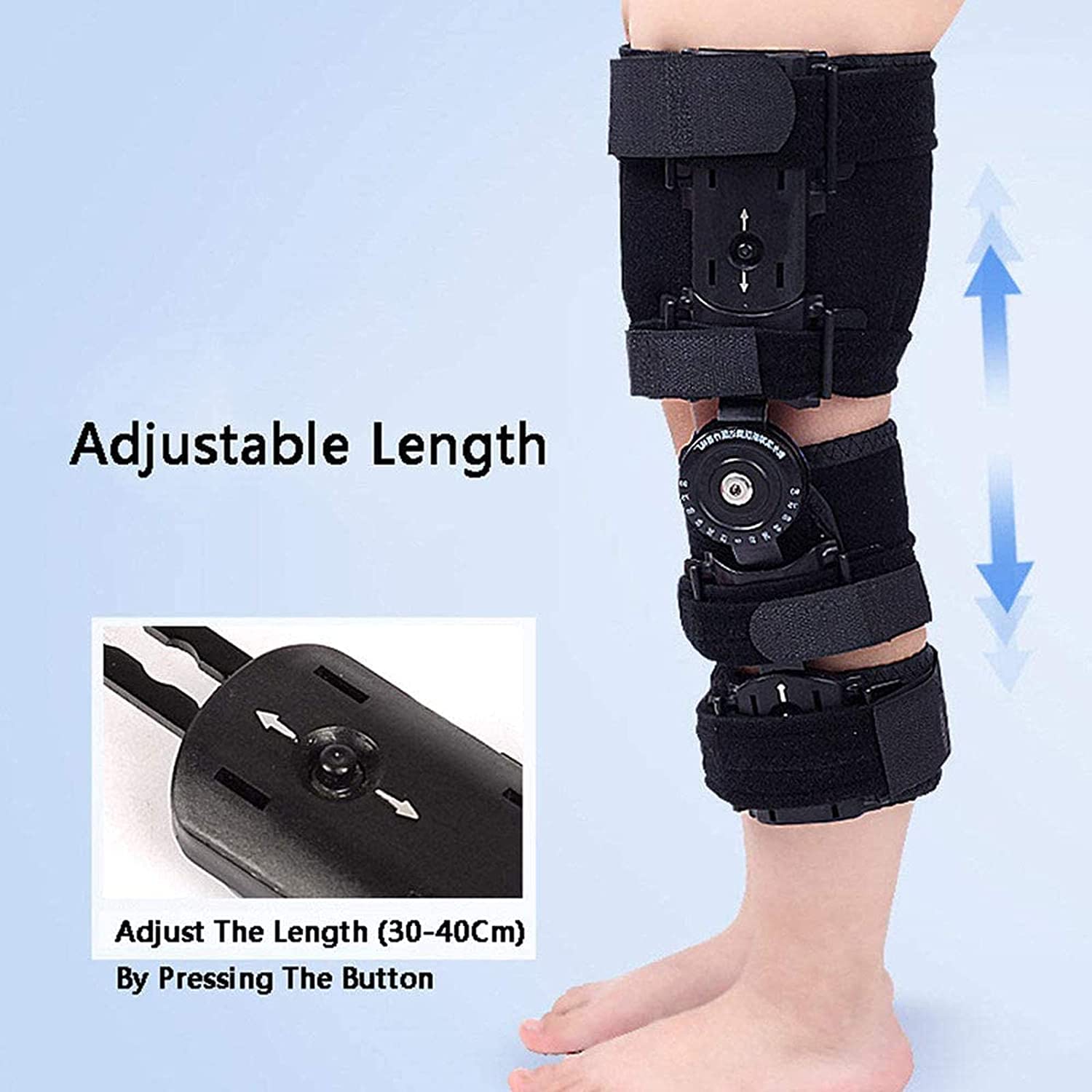 Hinged ROM Knee Brace Immobilizer for ACL, MCL and PCL Injury, Orthosis Stabilizer Protector for Right Leg and Left Leg