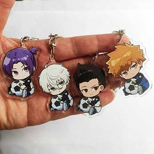 JCvCX Anime Keychain Meguru Bachira Cosplay Keychains Hyouma Chigiri Acrylic Keychain Figure Keyring Car Key Chain (7pcs)