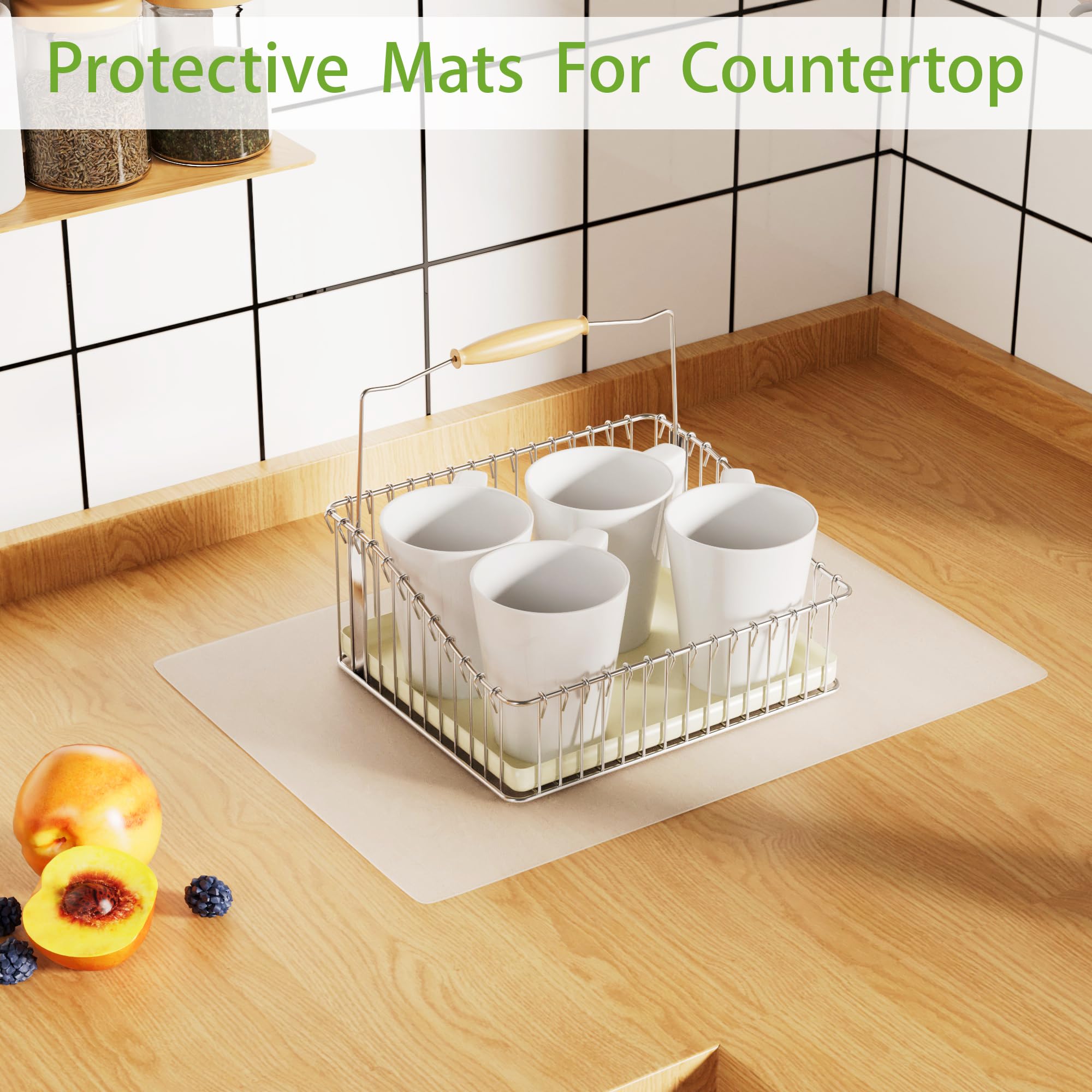 Janeart Clear Silicone Mat for Kitchen Counter, 10.24βx 14.2β(1MM) Non-slip Countertop Protector Liner, Small Non-Stick Baking Mat, Heat Resistant Placemat for Pastry, Translucent(2/Pack)