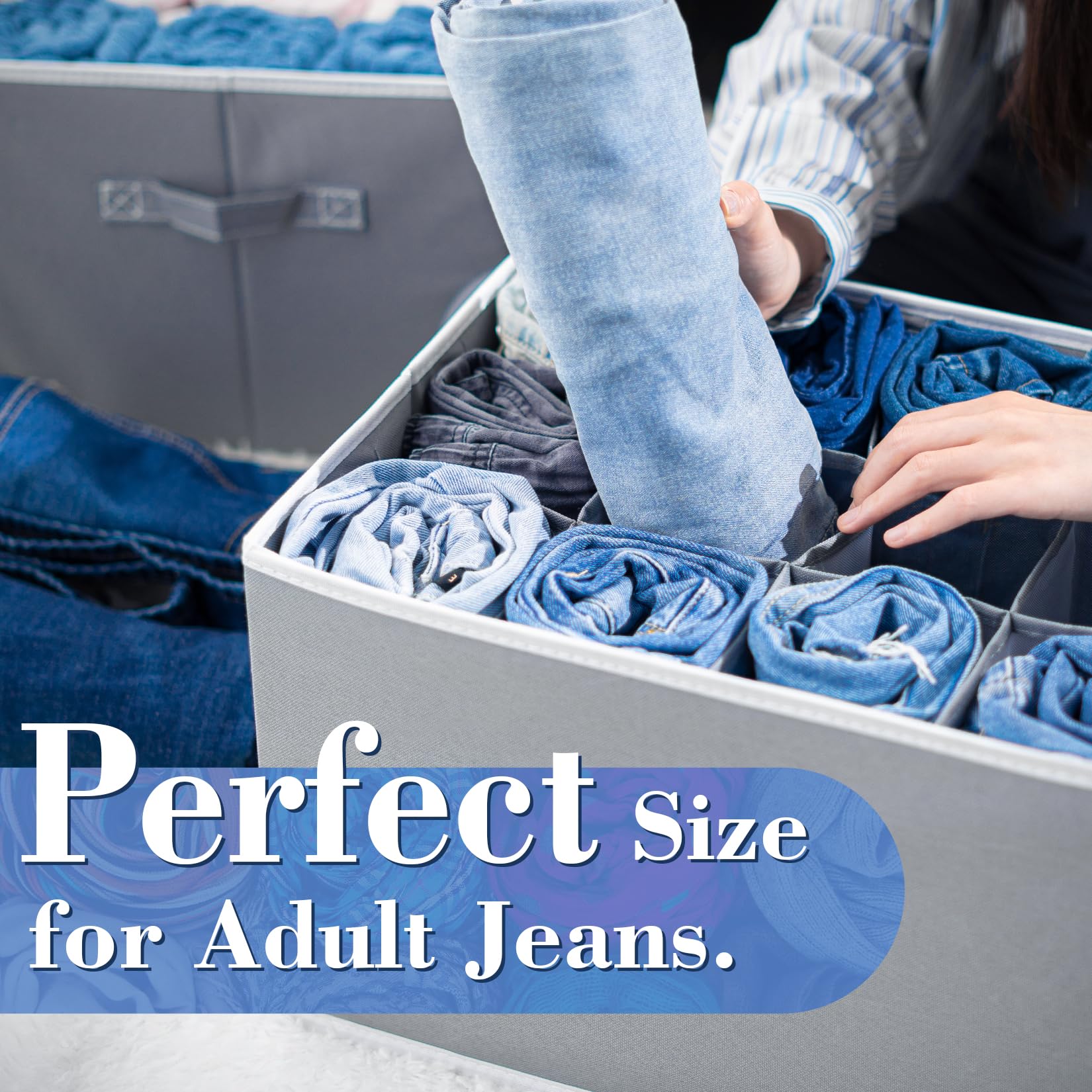 GoTiling Closet Organizers and Storage, Large Jeans Organizer for Closet, Wardrobe Clothes Organizer, 12 Cell Clothes Organizer Washable Foldable Drawers Organizer for Clothing Jeans Pants 4 Pack