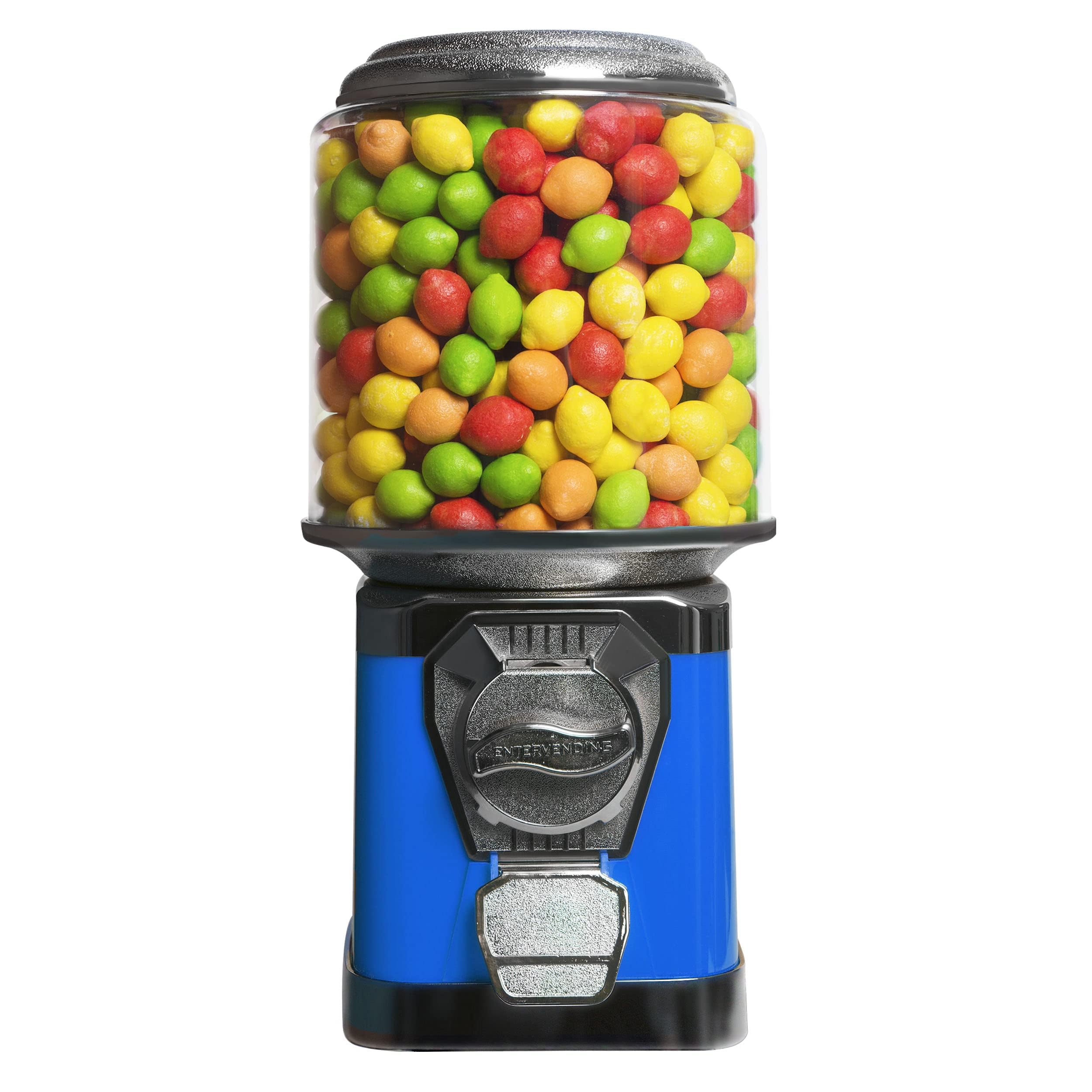 Gumball Machine for Kids - 2 Vending Machines with Stand & Connecting Board Bundle - Bubble Gum Blue Vending Machine and Black Metal Stand Bundle - Coin Gumball Machine