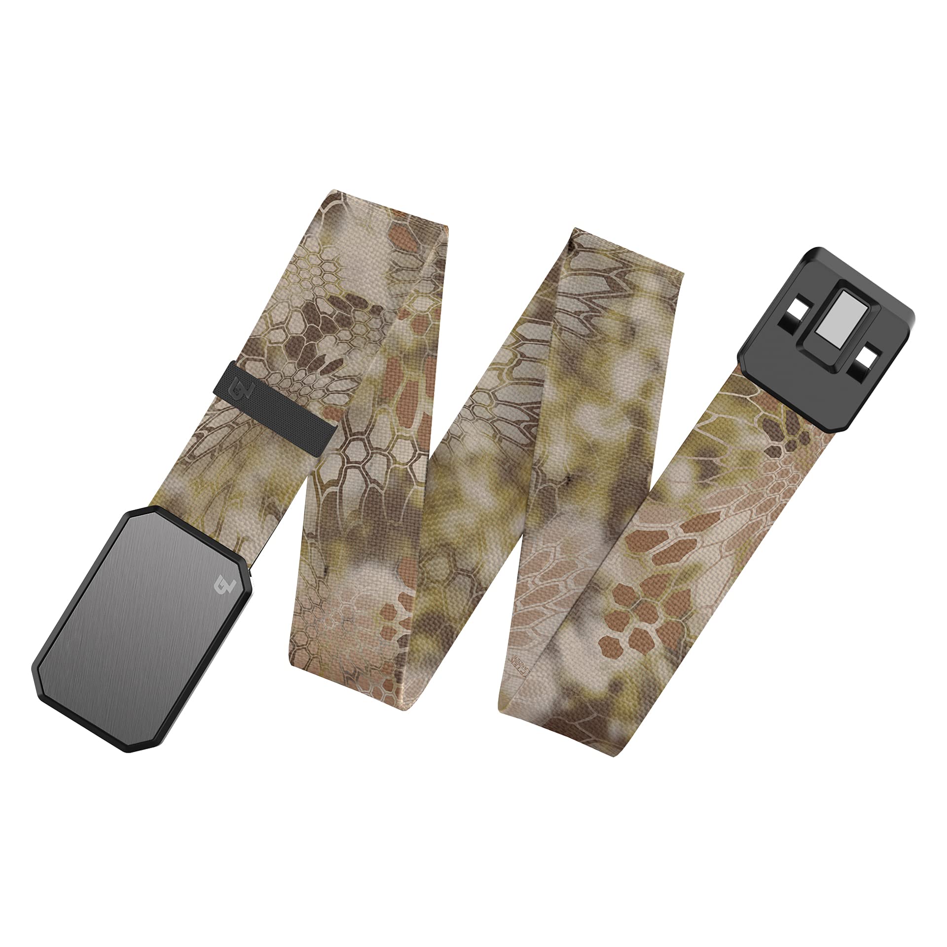 Groove Life Kryptek Groove Belt Gun Metal/Highlander - Men's Stretch Nylon Belt with Magnetic Aluminum Buckle, Lifetime Coverage - Medium