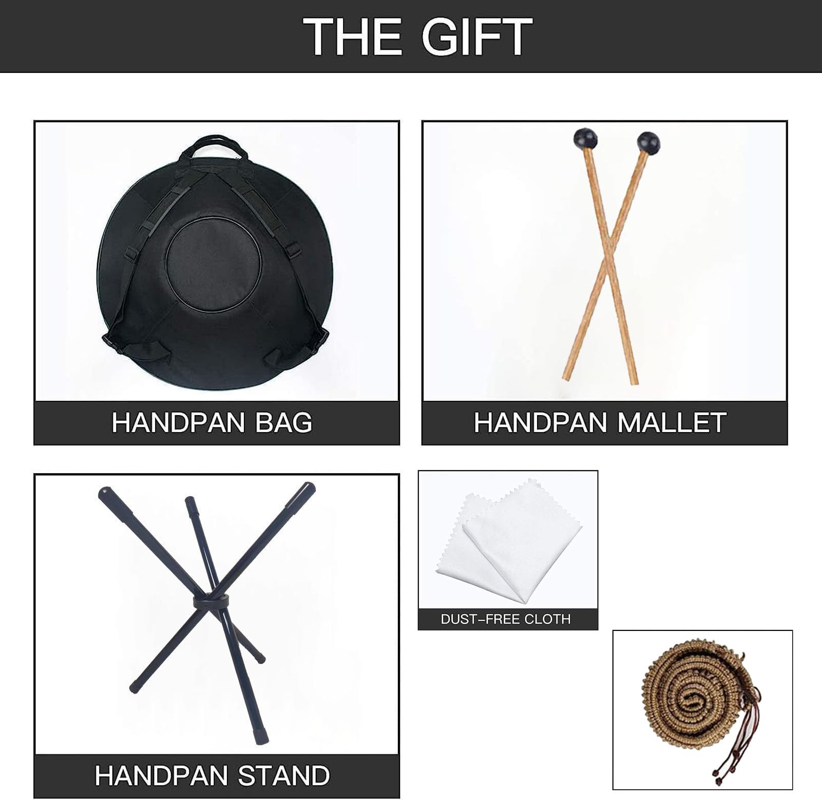 Handpan Drum, Instrument in D Minor, 10 Notes, 22 Inch Steel Hand Drum with Soft Handpan Bag,Handpan Mallets,Drum Tripod(Color:a)