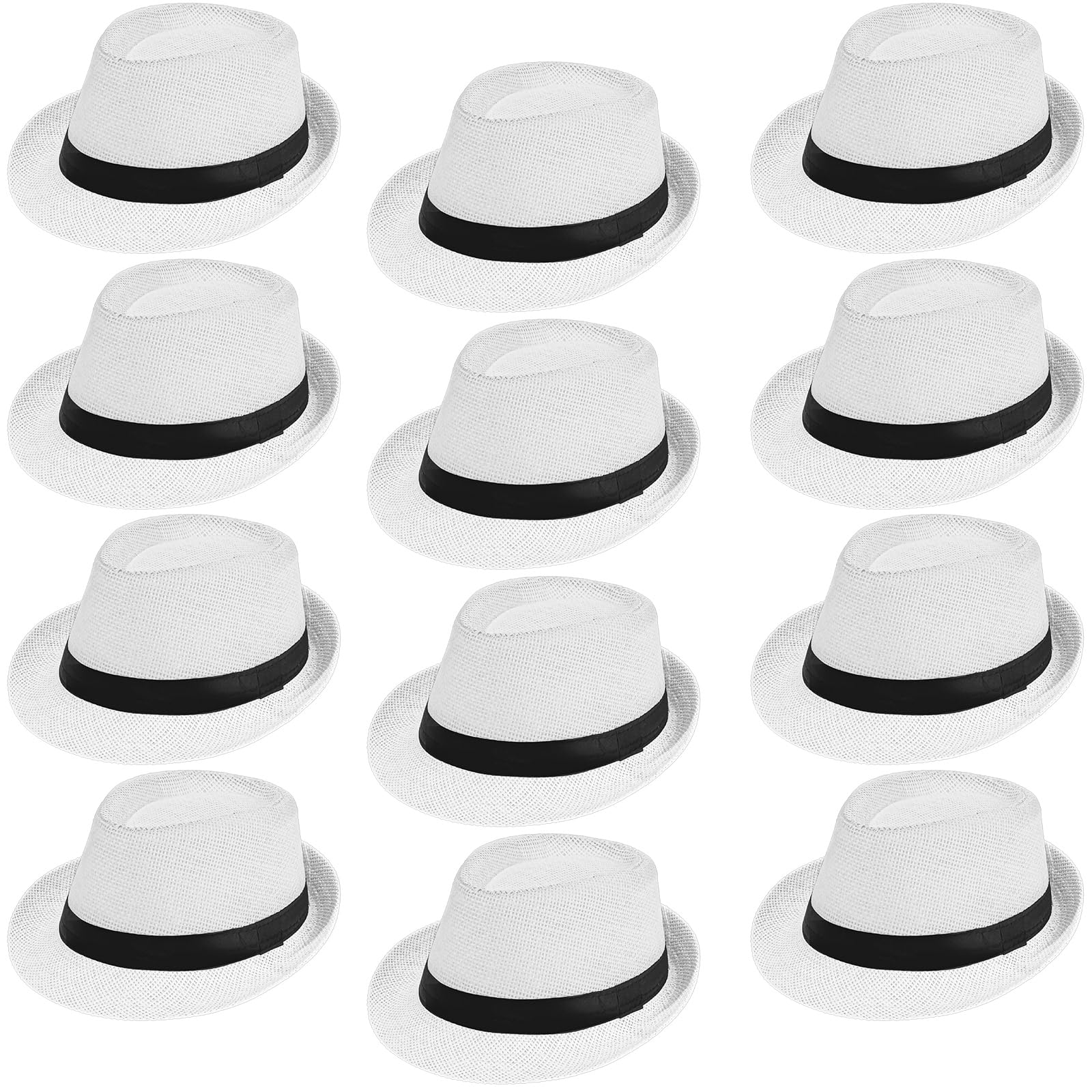 Hicarer Straw Hats Bulk Beach Sun Hats Pork Pie Packable Wide Brim Hat Woven Hat for Men Women Wedding Beach Party(24 Pcs, Milk White)