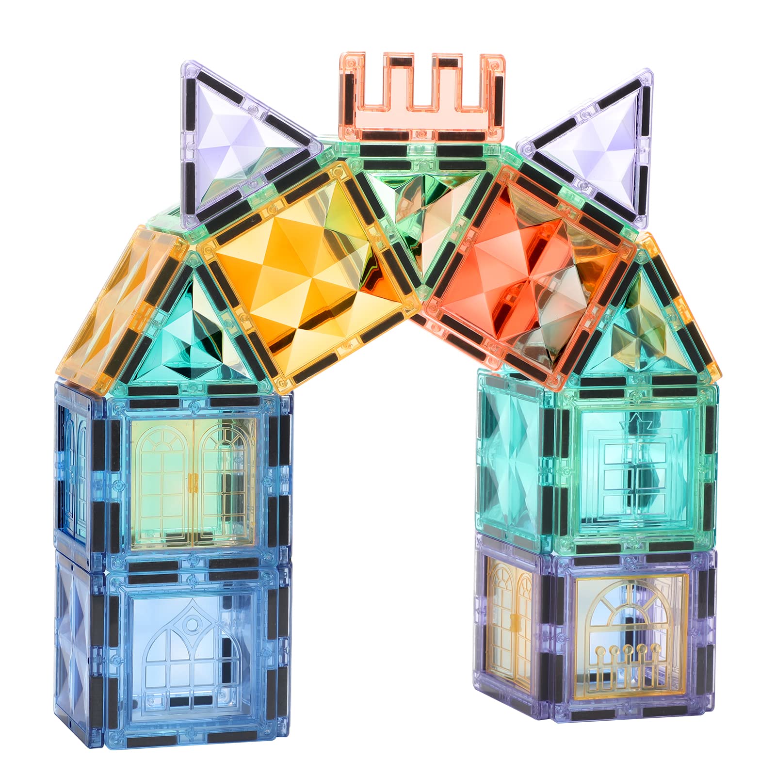 LCSH Magnetic Tiles 3D Magnet Building Blocks Construction Builder Set STEM Early Learning Educational Toys for Kids Ages 3+ Girls Boys Children (100 Pieces)