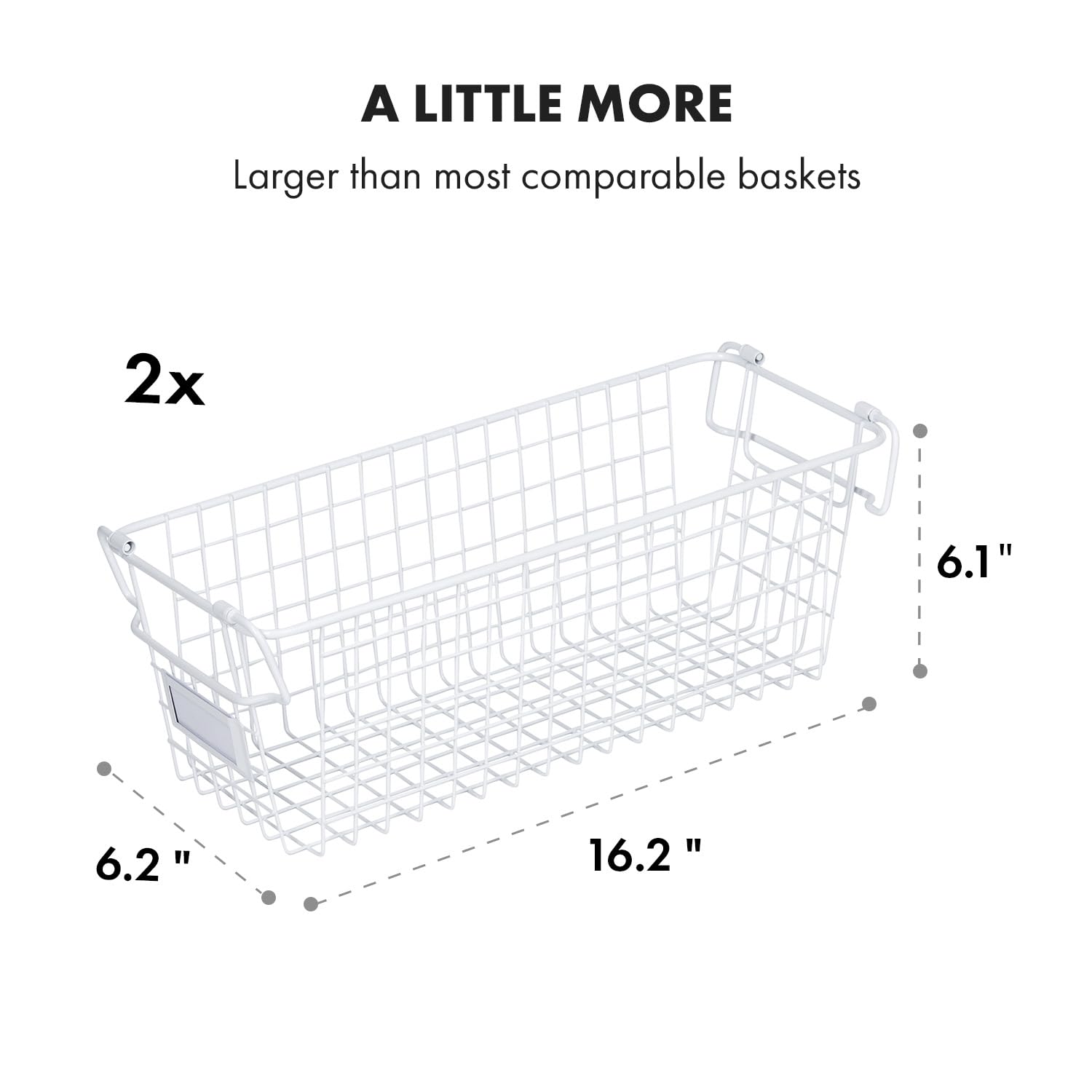 Granrosi Stackable Wire Baskets for Organizing - Set of 2 White Wire Storage Baskets with Handles; Freezer Baskets; Snacks & Chips Organizer for Pantry
