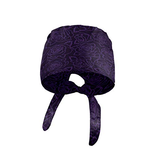 Gourd-Shaped Working Caps with Upgrade Sweatband Adjustable Hats Working Cap with Button Purple Vintage Rose Unisex Head Cover