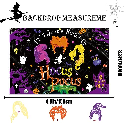 Hocus Pocus Backdrop Banner, Halloween Hocus Pocus Party Decorations, 7x5ft Halloween Witch Theme Backdrop for Hocus Pocus Party Supplies