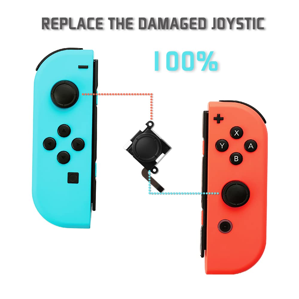 Joycon Joystick Replacement,38 PCS Joycon Repair Kit,4 Pack Joystick Analog Sticks for Nintendo Switch Joy Con Controller NS Repair Tool with Thumbstick Grips & Screws (K3)