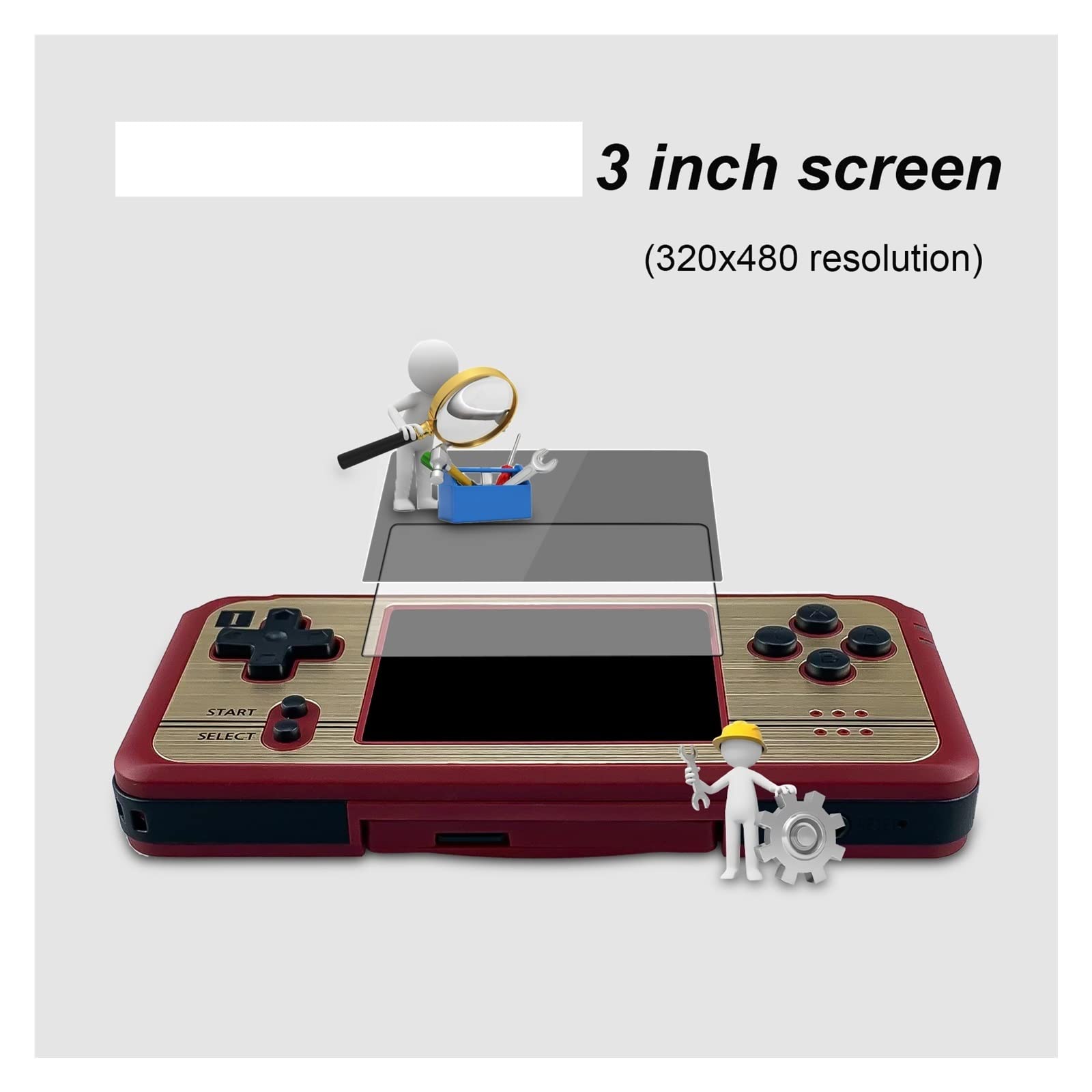 K101 Plus Pocket Handheld Game Console 3 "TFT Screen Dual CPU (Color : K101 with 8G Bag)