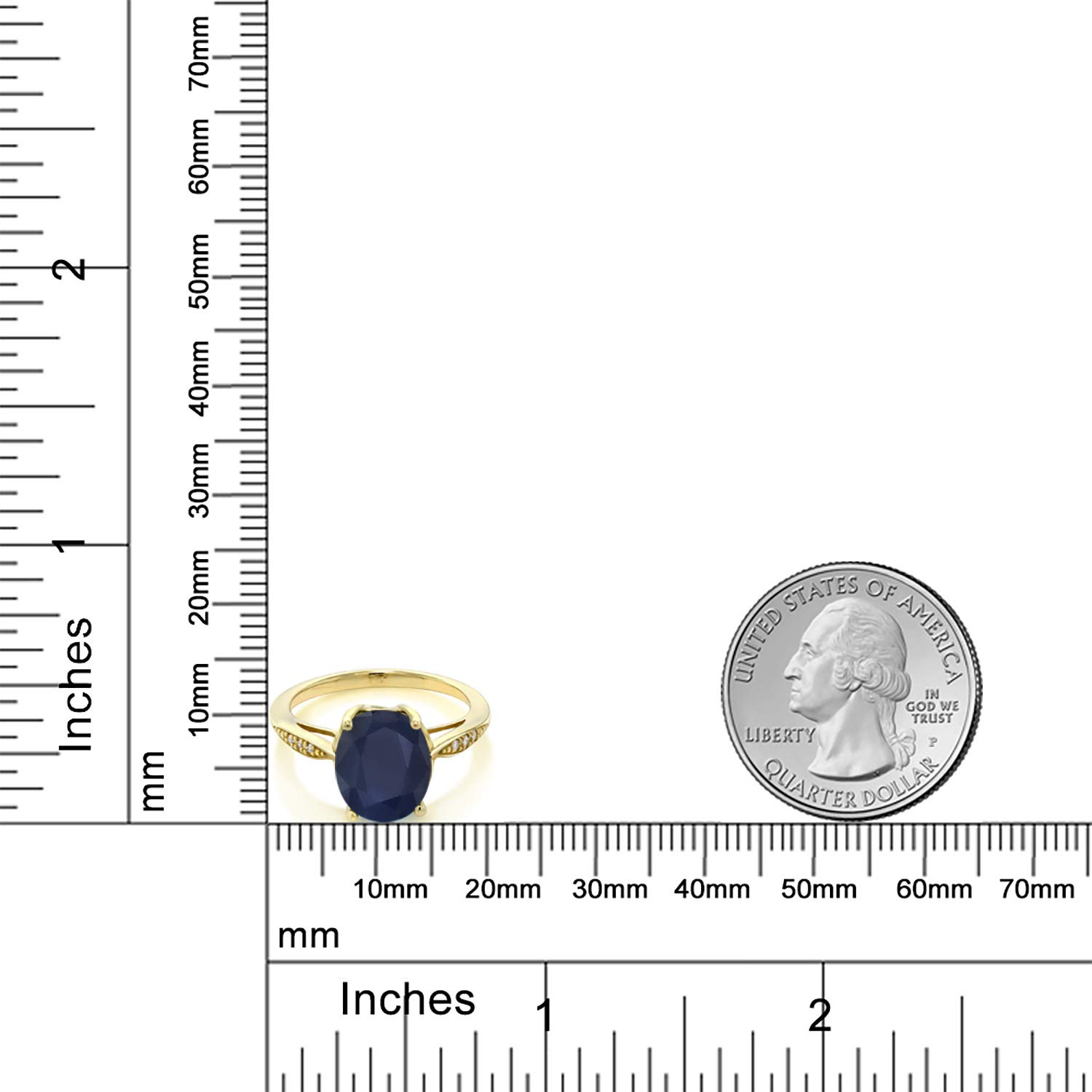 Gem Stone King 14K Yellow Gold 10X8MM Oval Gemstone Birthstone and White Diamond Engagement Ring | Wedding Anniversary Promise Gold Ring For Women | Size 5,6,7,8,9