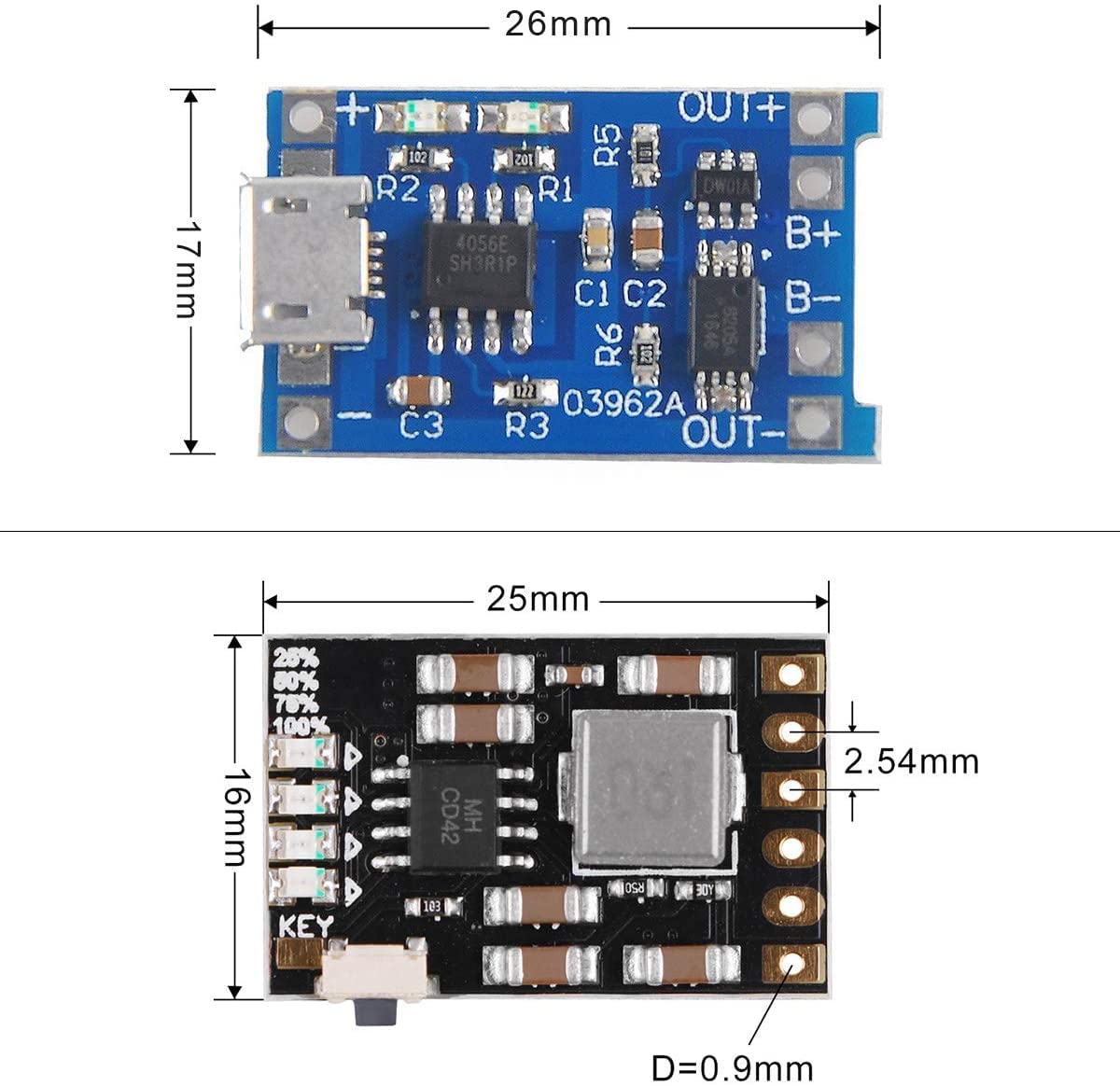 JoohcUngir 12pcs 18 650 Lithium Battery Charger Board 5V 1A TP4056 Charging Module with Battery Protection BMS and Charge Discharge Integrated Module 2A 5V Charging Boost Mobile Power Protection