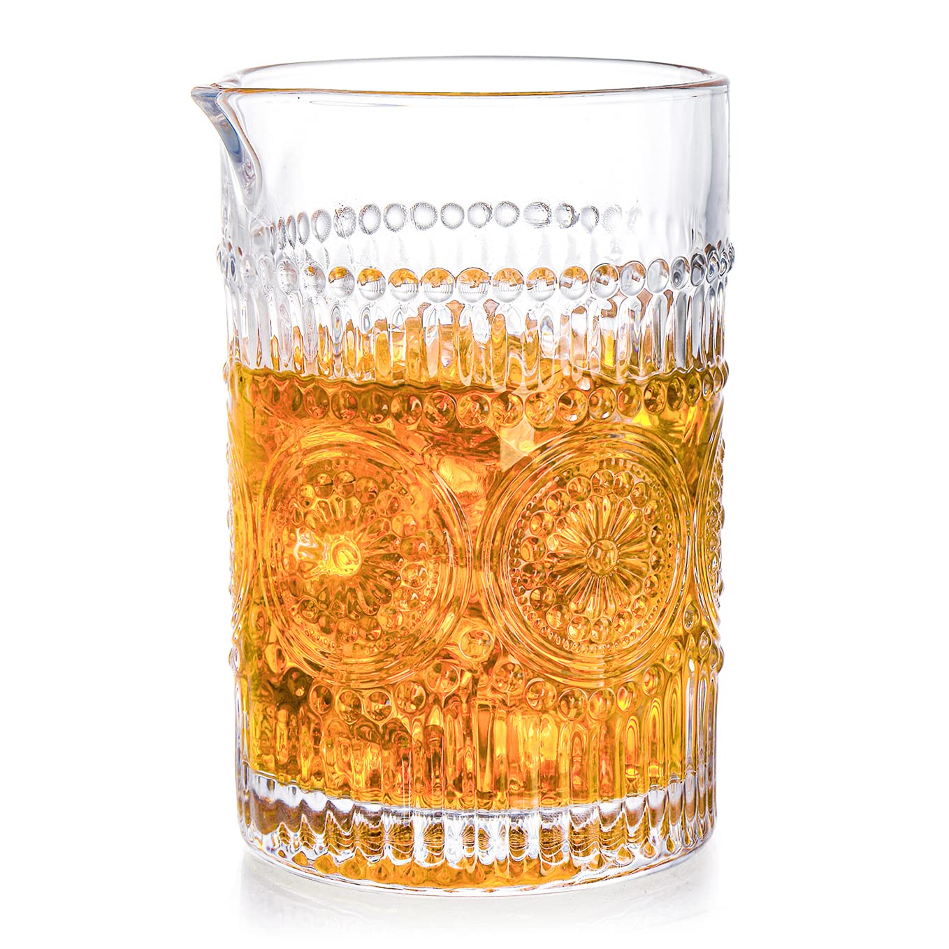 Kingrol Professional Cocktail Mixing Glasses, Set of 2, 21 Ounces Heavy Duty Mixing Pitchers for Stirred Cocktail, Crystal Clear Stirring Glasses, Fancy Embossed Design