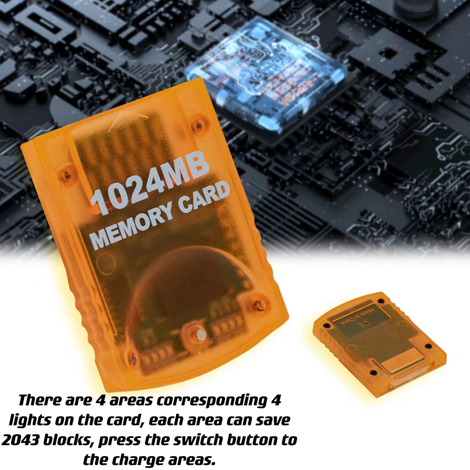 Hadwns 1024MB (16344 Blocks) High Speed Memory Card Compatible with Gamecube and Wii Console NGC GC- Orange