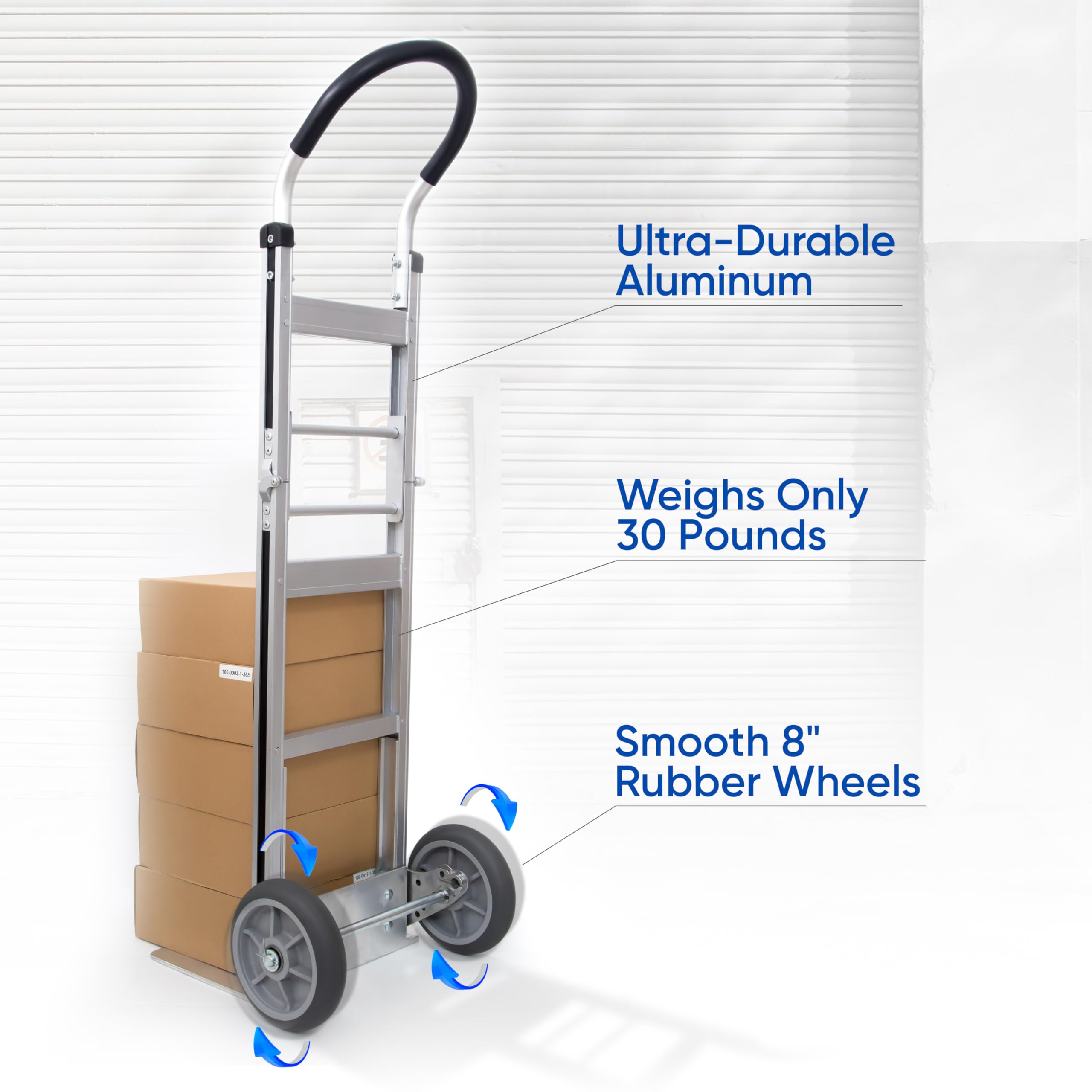 Olympia Tools 500LB Aluminum Appliance Folding Hand Truck - Foldable Heavy Duty Moving Furniture Dolly Cart with 2-Wheels 8" TPR & Ergonomic Handle - Light Weight Trolley Hand Trucks for Moving
