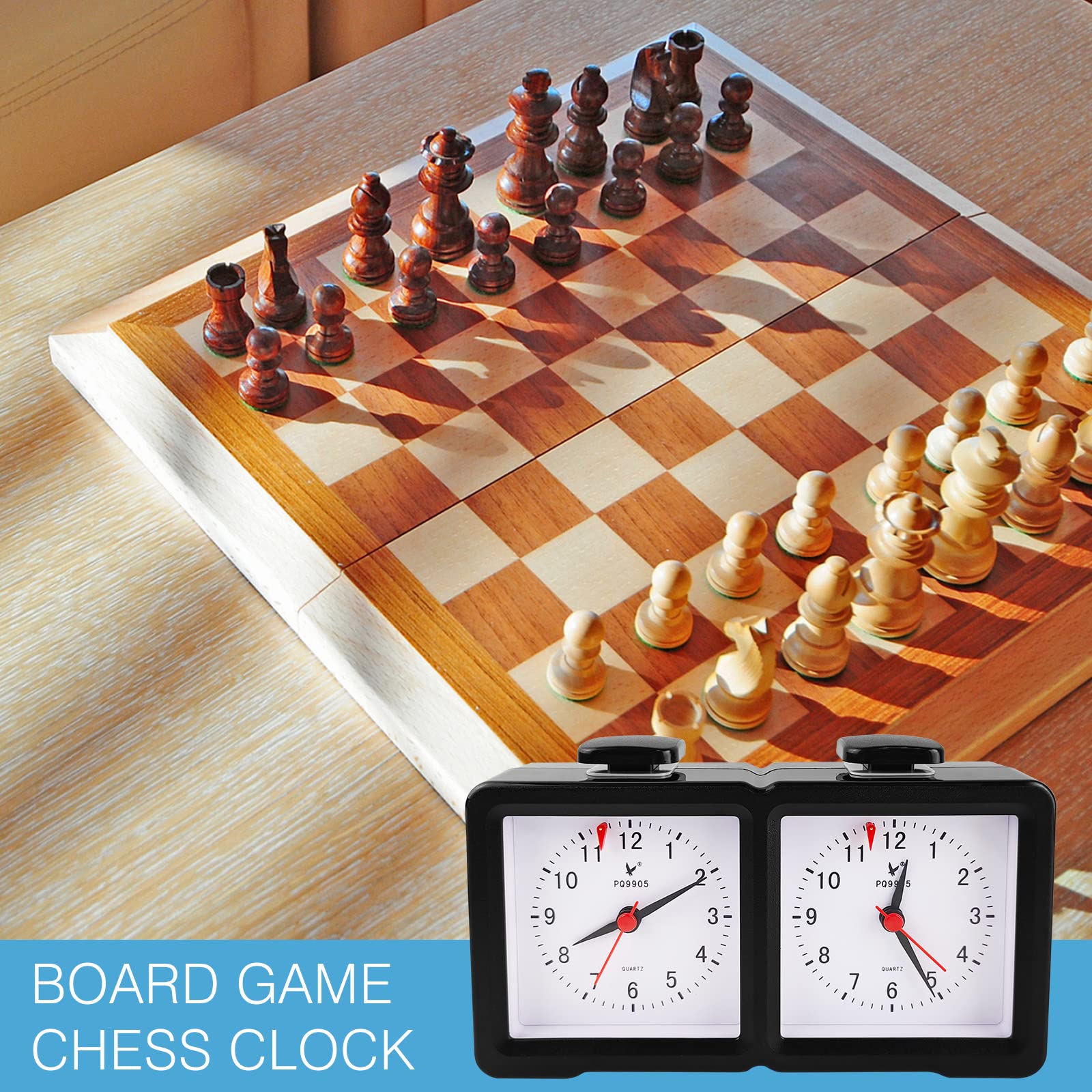 LEAP Analog Chess Clock Traditional Chess Timer with Two Large Dials Chess Set Timer for Chess, Chinese Chess and I-GO (PQ9905)